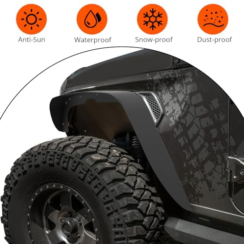 Front and Rear Off-Road Fender Flares, 4 PCS Fenders Compatible for ...