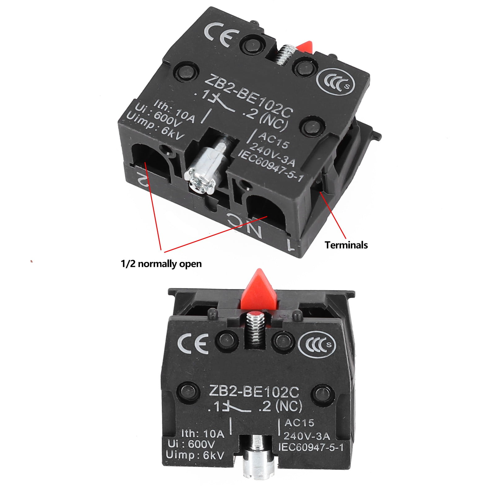 1PCS 10A 600V ZB2-BE101C/BE102C NO N C Push Button Joystick Switch ZB2 ...