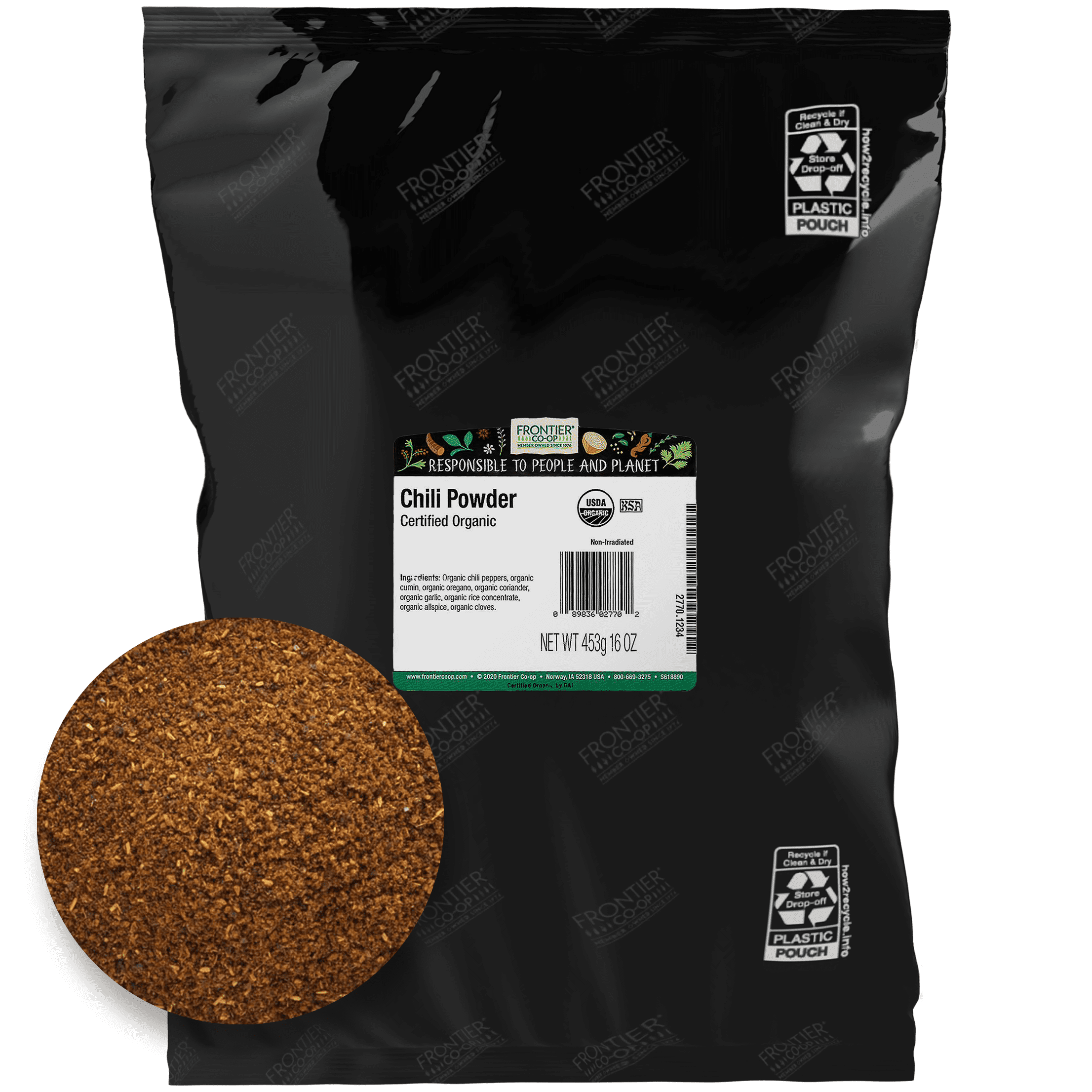 Frontier Co-op Organic Chili Powder Blend, Cumin Seasoned, Ground Chile ...