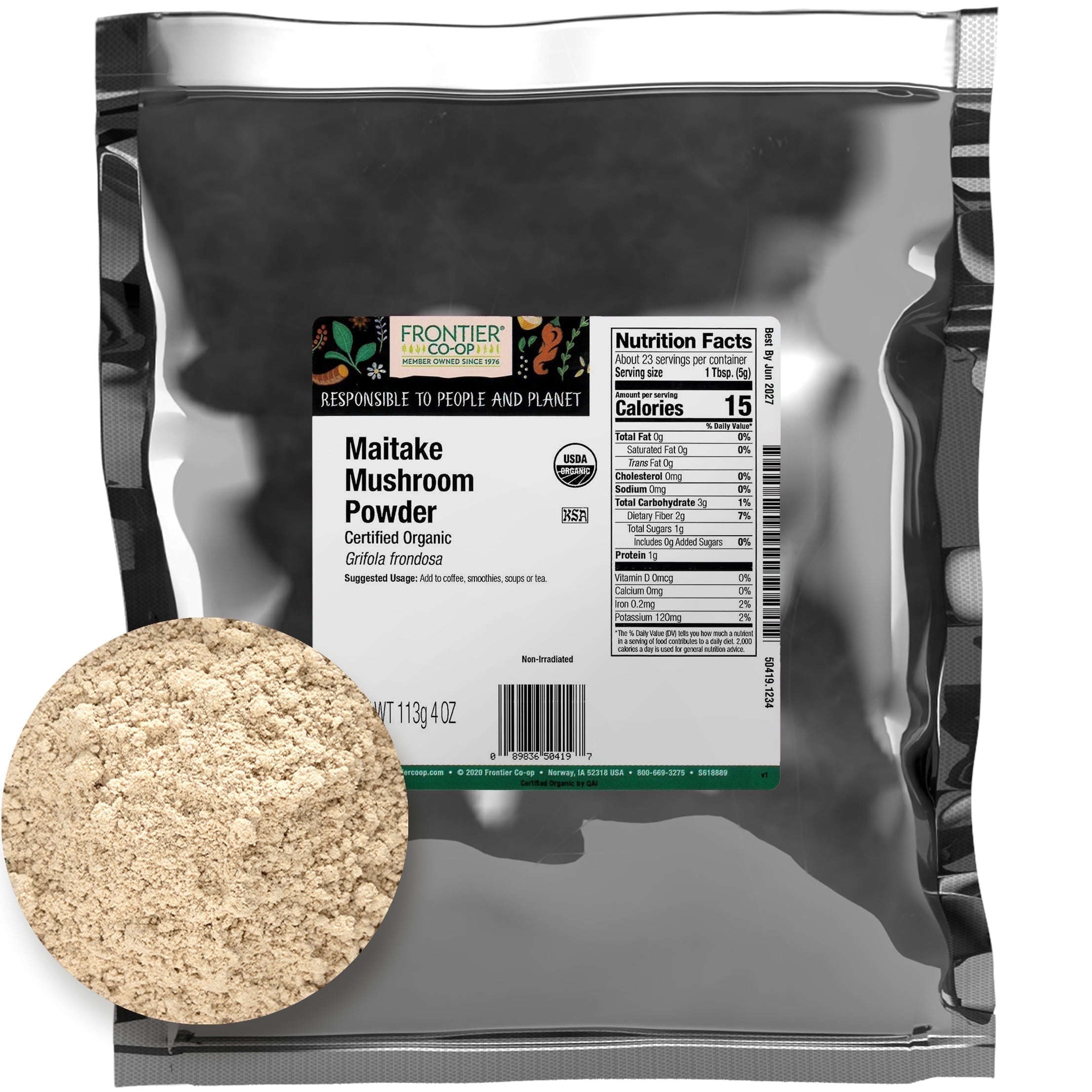 Frontier Co-op Certified Organic Maitake Mushroom Powder, 4 oz ...