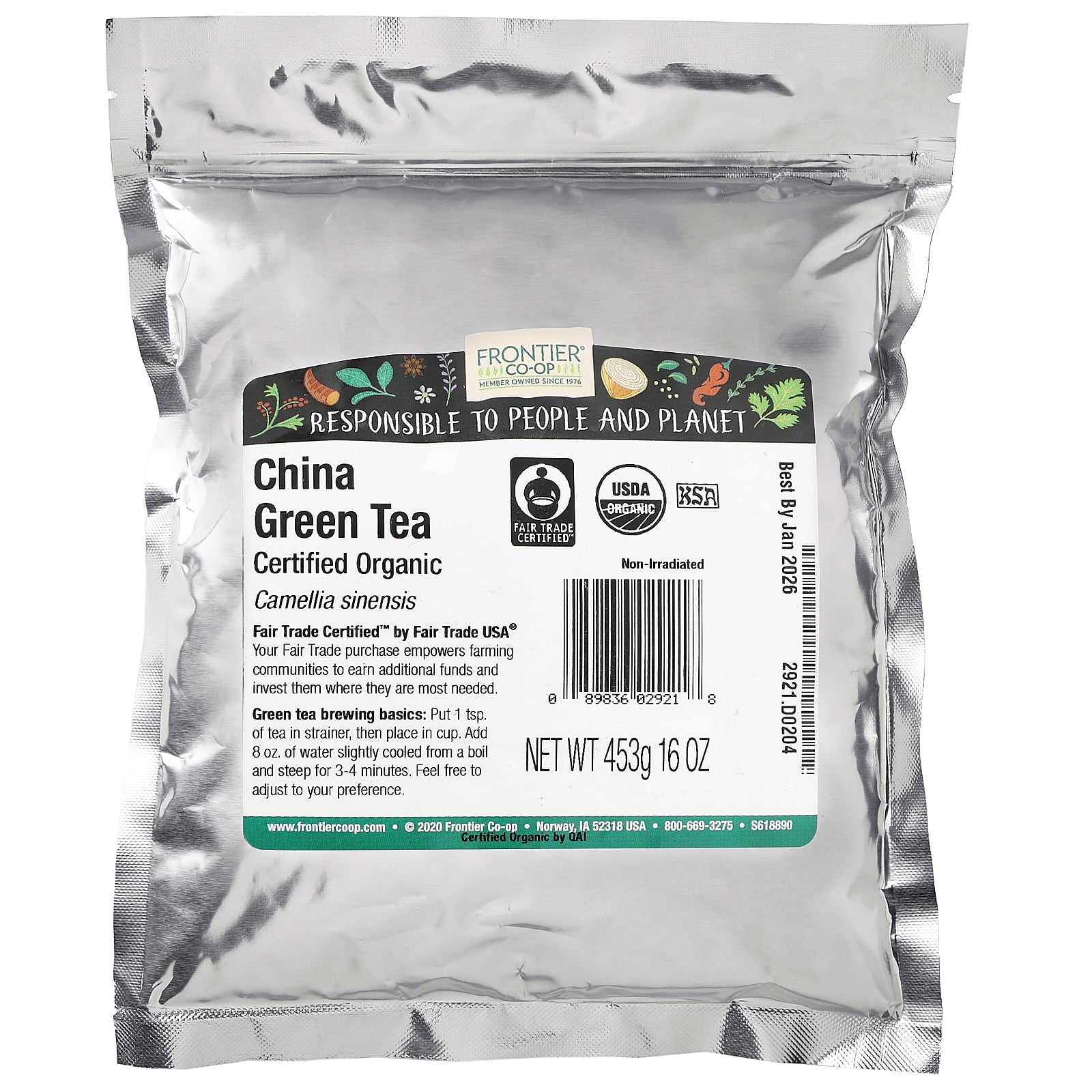 Frontier Co-op Fair Trade Certified Organic China Loose Leaf Green Tea ...
