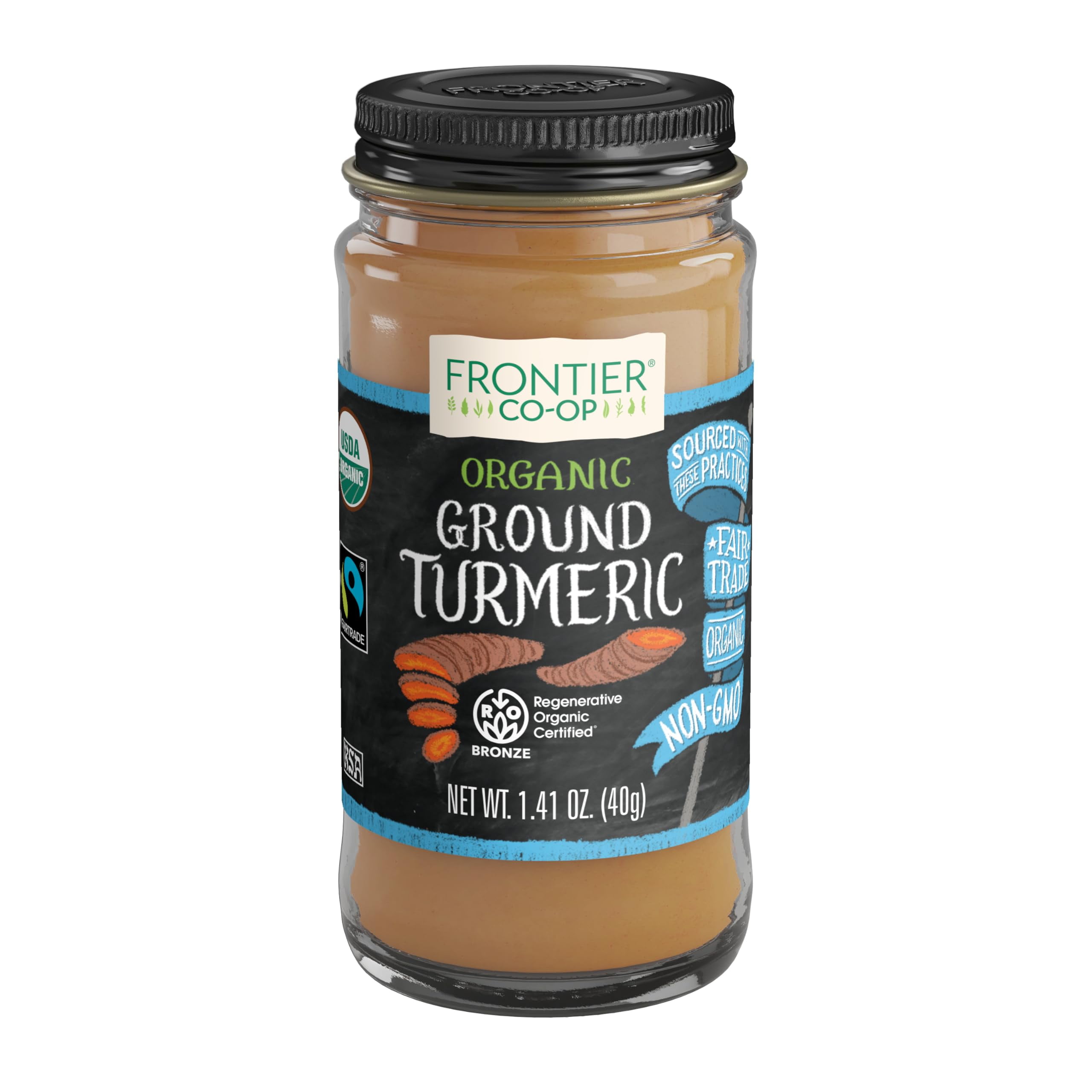 Frontier Co-op Ground Turmeric Root, 1.41 NSD3 Ounce Jar, Regenerative ...