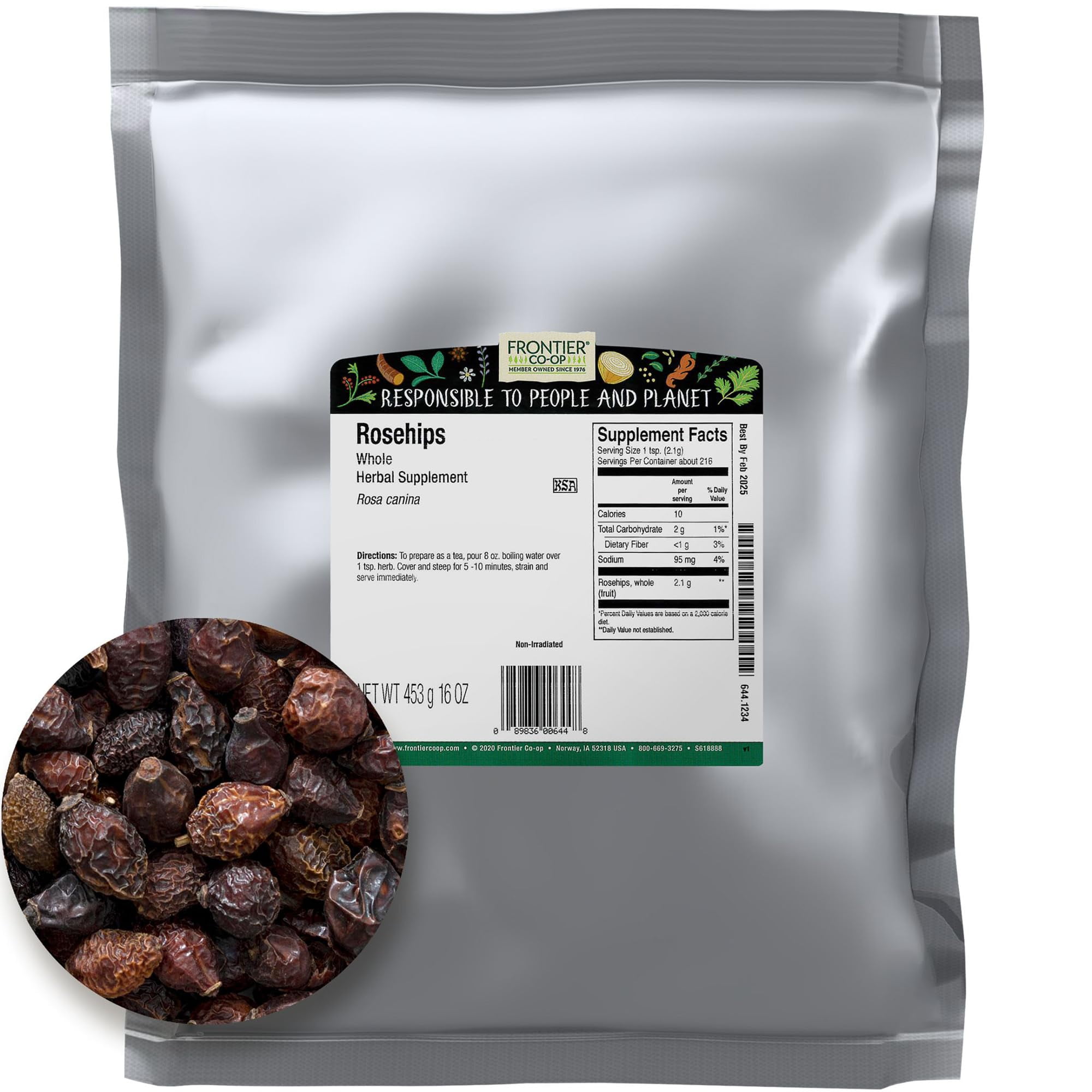 Frontier Co-op OrganicTRDN Whole Rosehips, 1 lb | Dried Rose Hips for ...