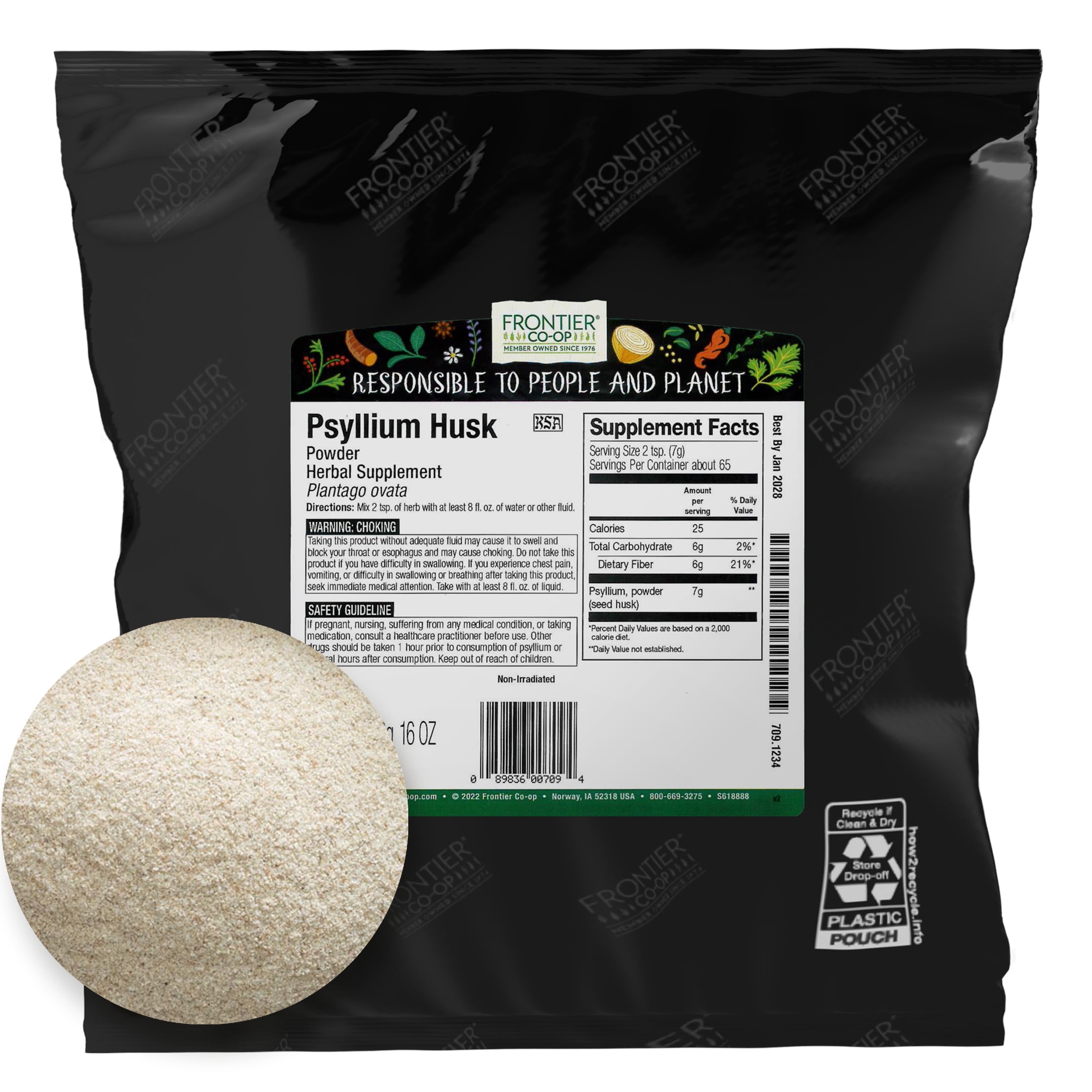 Frontier Co-op Psyllium Husk Powder, 16 oz, versatile for baking and ...