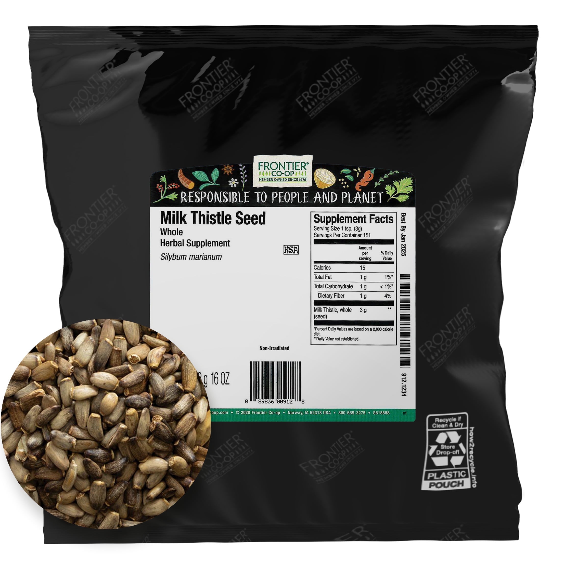 Frontier Co-op Whole Milk Thistle Seeds, 16 oz - Walmart.com