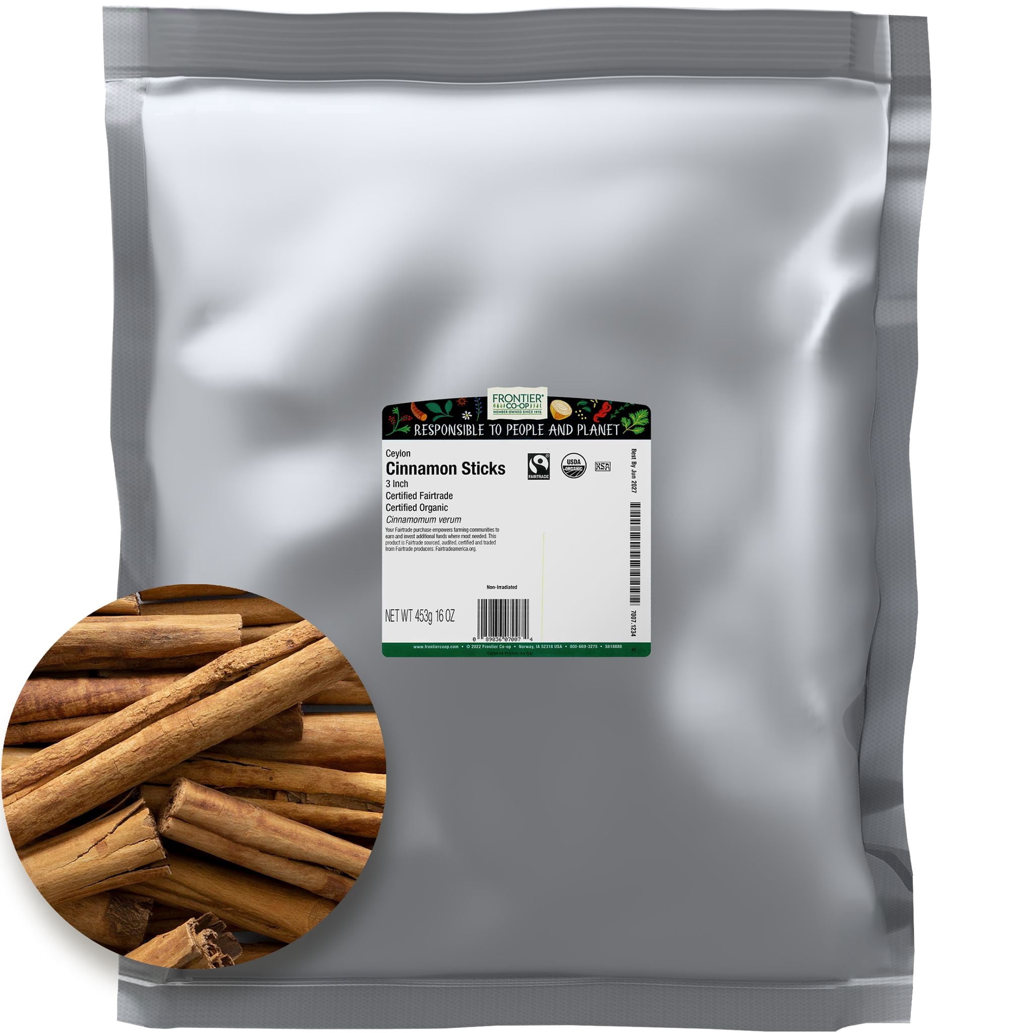 Frontier Co-op Certified Organic Ceylon Cinnamon Sticks, 16 oz. Bag ...