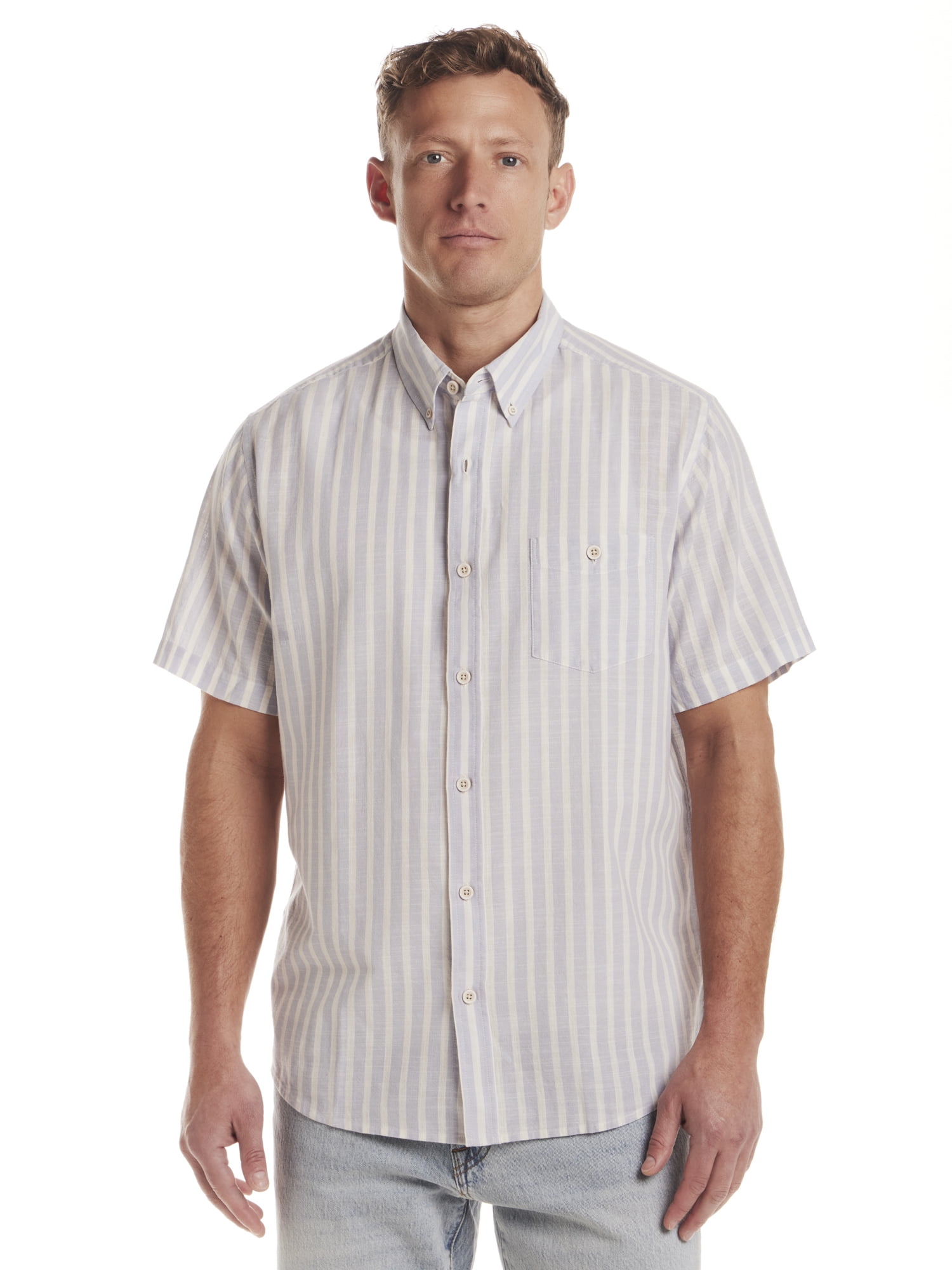 Frontier Threads Men's Striped Short Sleeve Buttondown Shirt - Walmart.com