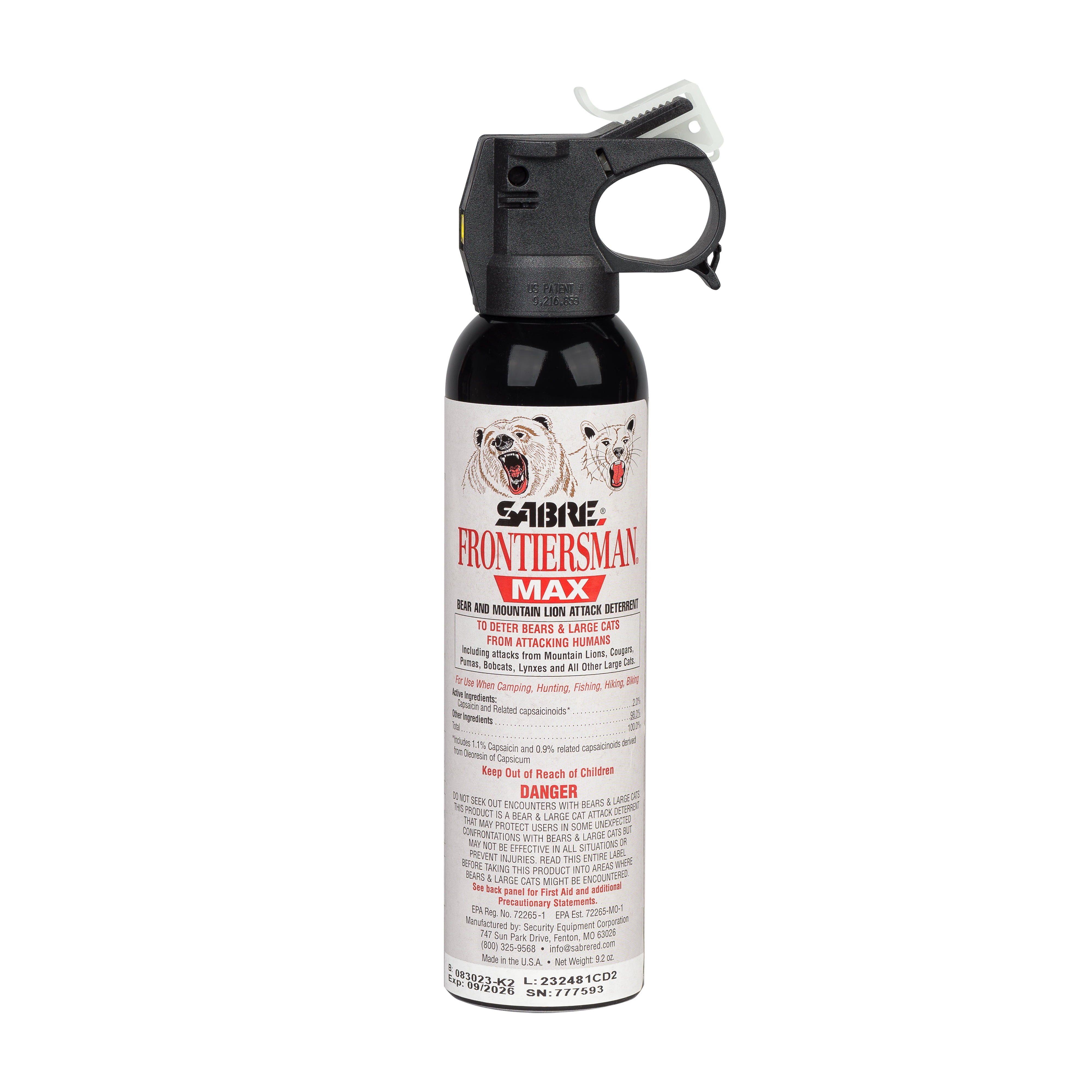 SABRE Frontiersman MAX 9.2 oz. Bear & Mountain Lion Spray Spray ...