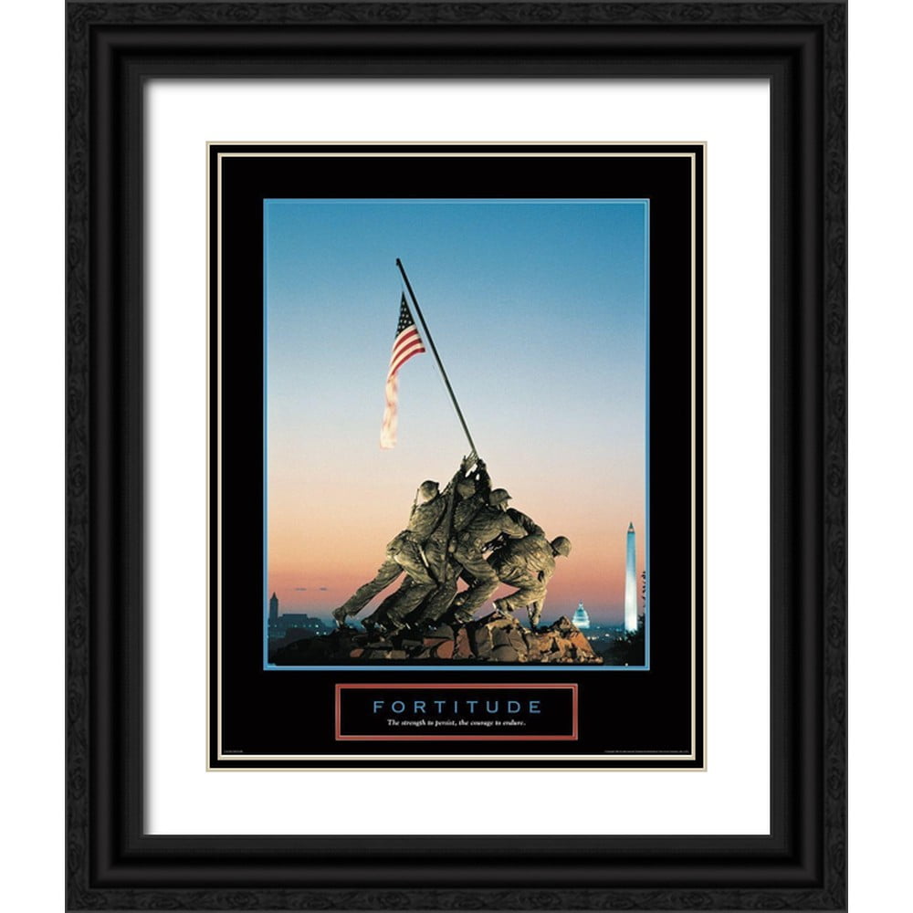 Frontline 15x18 Black Ornate Wood Framed with Double Matting Museum Art ...