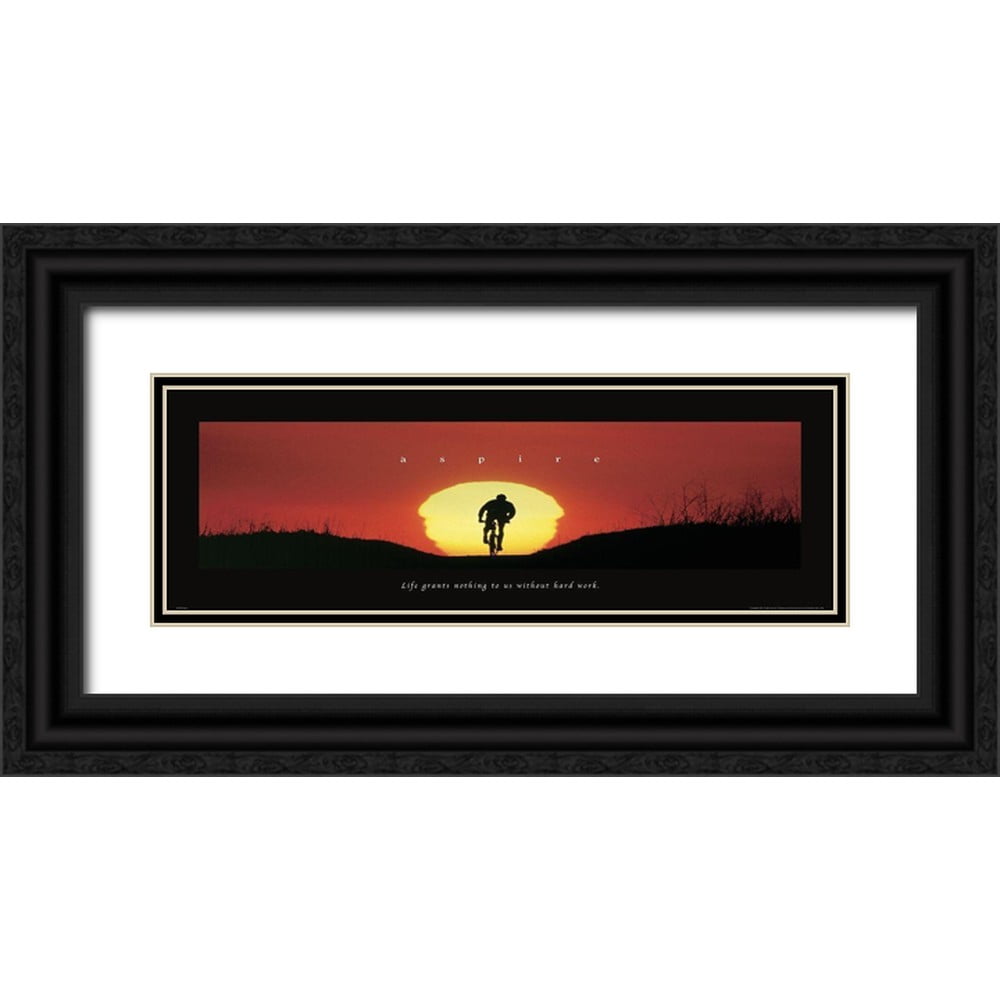 Frontline 24x11 Black Ornate Wood Framed with Double Matting Museum Art ...