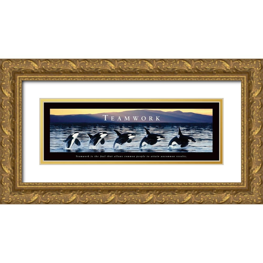 Frontline 24x11 Gold Ornate Wood Framed with Double Matting Museum Art Print Titled - Teamwork ...