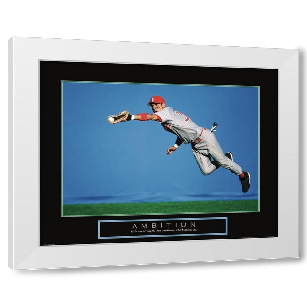 Frontline 4x14 White Modern Wood Framed Wall Art Titled - Ambition ...