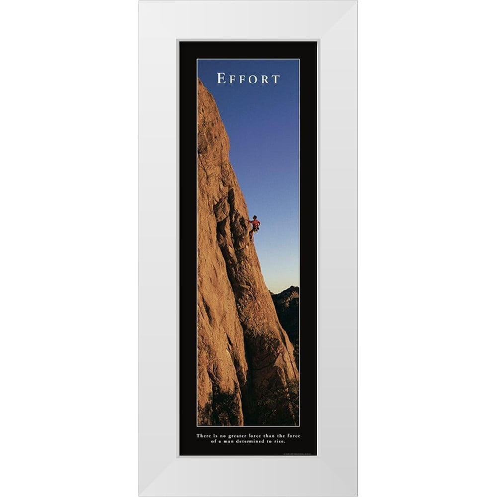 Frontline 9x18 White Modern Wood Framed Museum Art Print Titled - Effort - Rock Climber ...