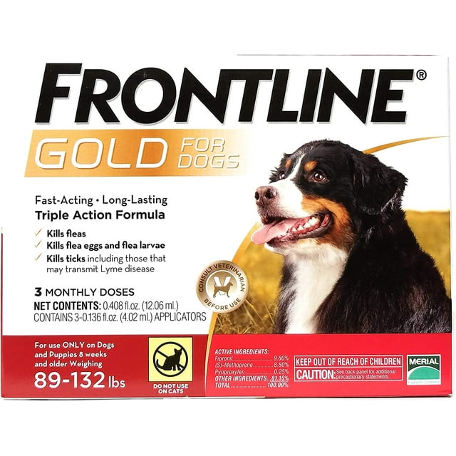 Frontline Gold for Dogs 89-132 lbs Red 3 Month - Walmart.com