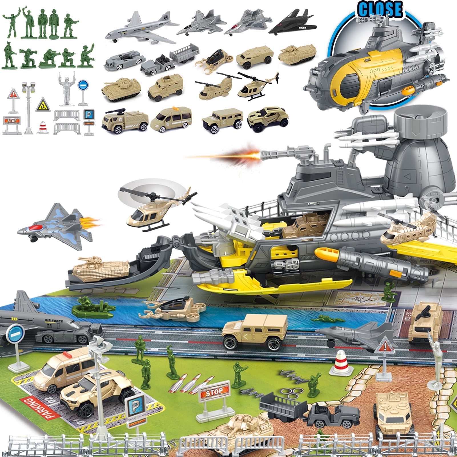 Frontoytall Army Toy Set with Military Base, Vehicles, Helicopter ...