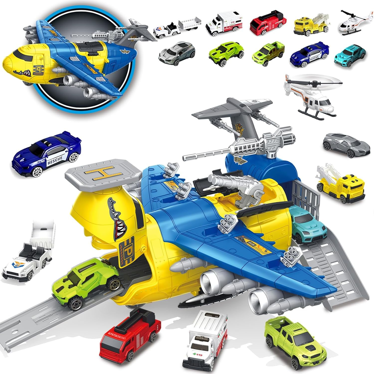 Frontoytall Cargo Transport Airplane Toy for Kids 3-12, Mini Cars & Blue Aircraft, ASTM ...