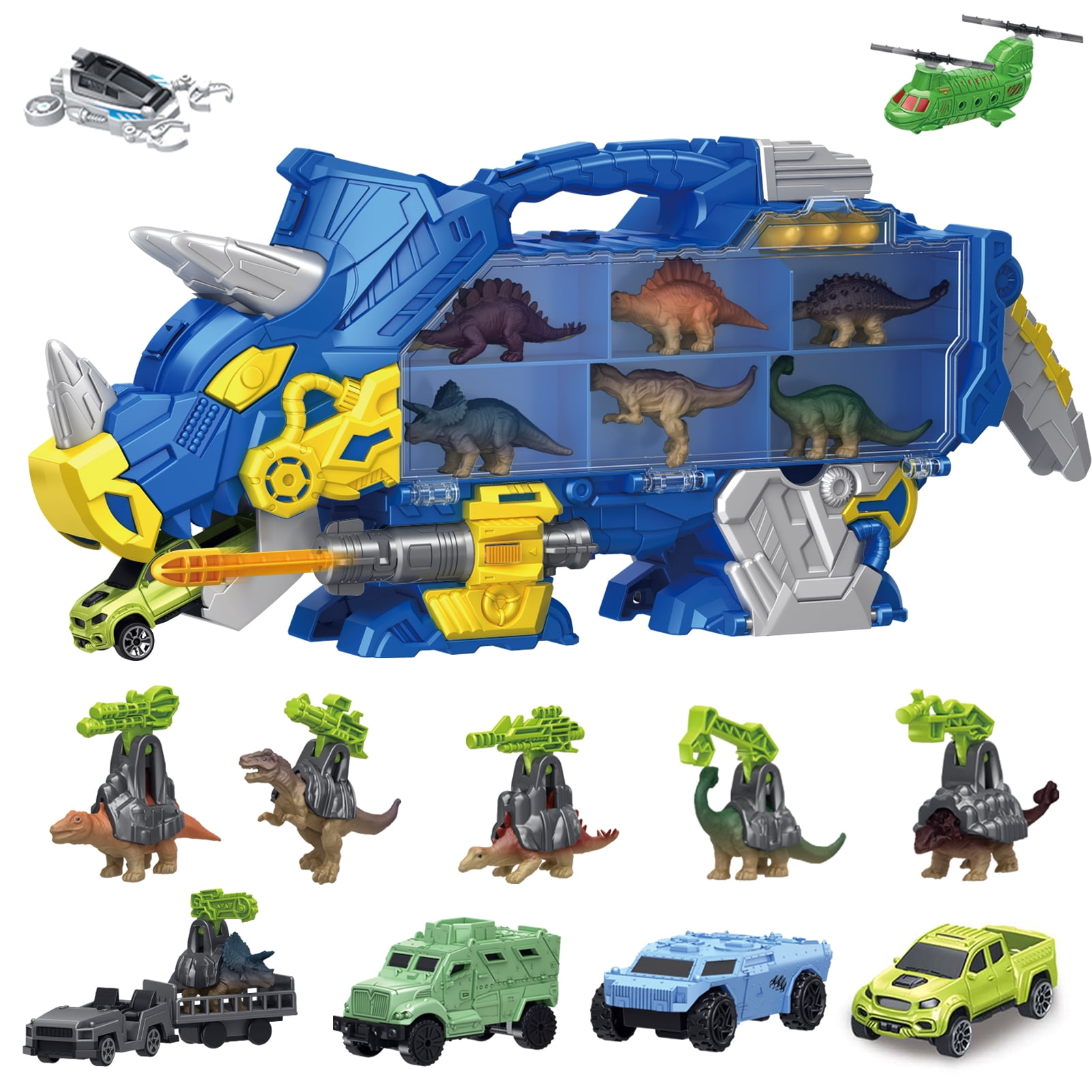 Frontoytall Triceratops Dinosaur Toys with 6 Mini Dinosaurs & Removable ...