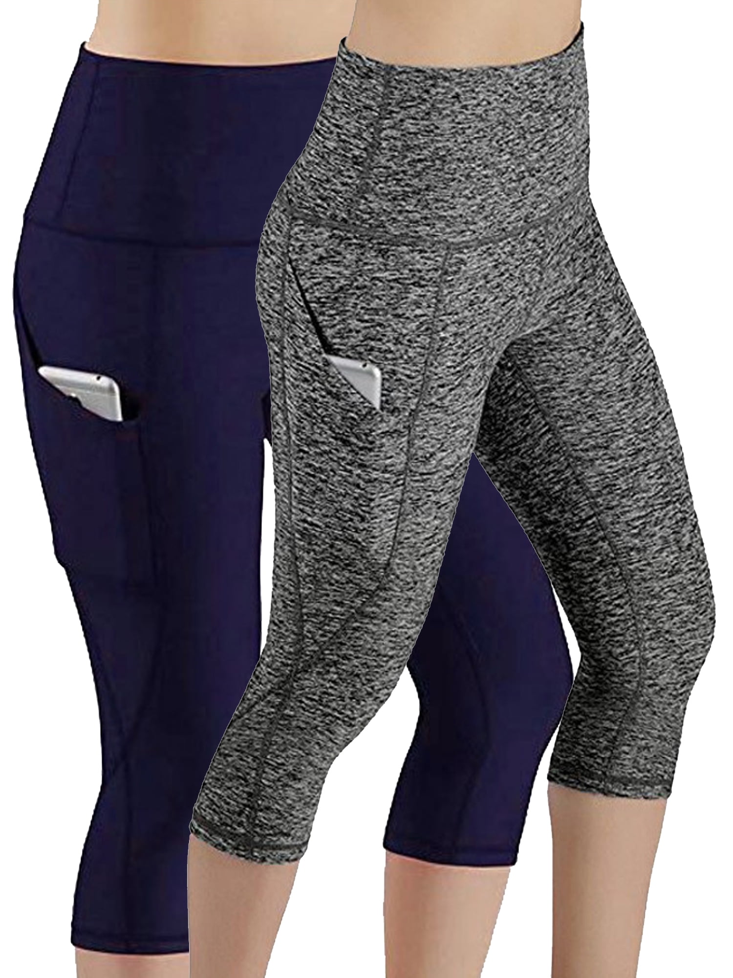 Frontwalk 2 Pack Women High Waist Capris Leggings Activewear Workout ...