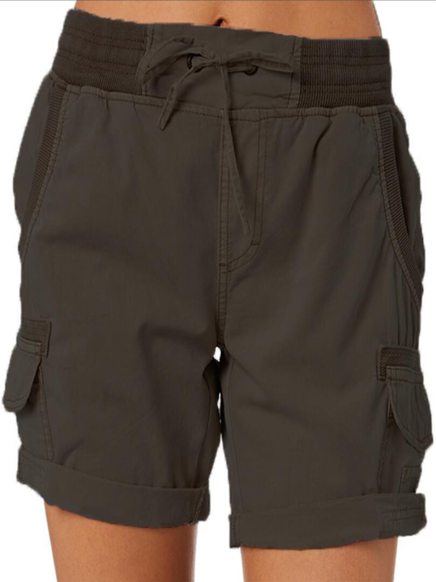 Frontwalk Cotton Linen Beach Shorts For Women High Waist Drawstring ...