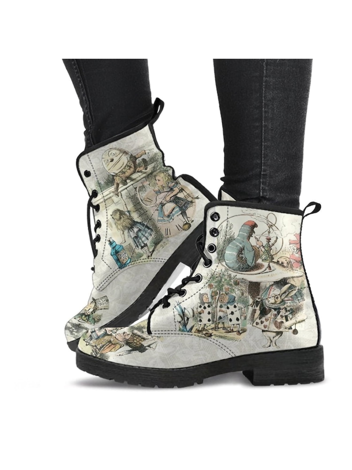 Frontwalk Ladies Ankle Boots Vintage Short Bootie Floral Leather Boot ...