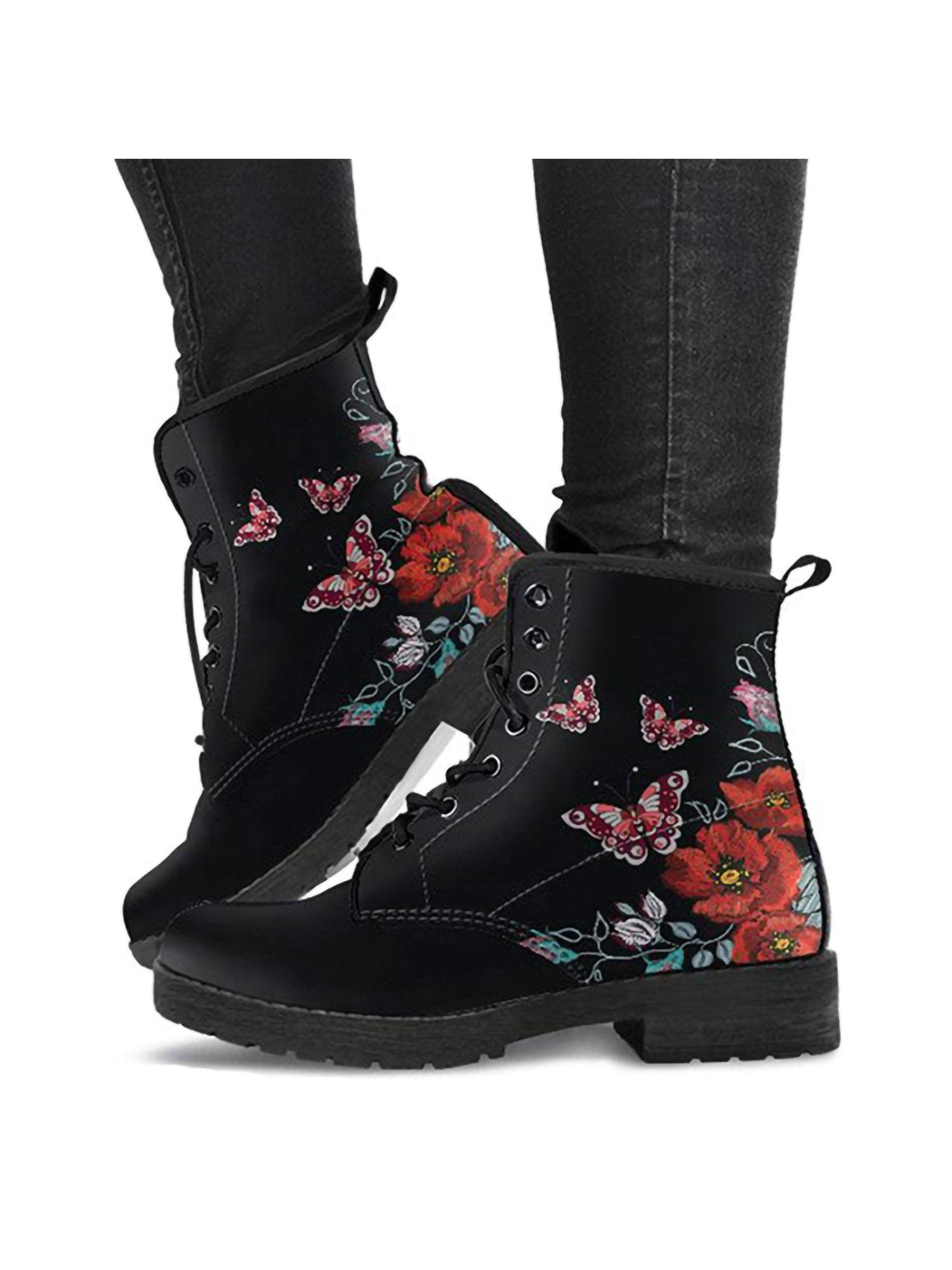 Frontwalk Ladies Ankle Boots Vintage Short Bootie Floral Leather Boot ...