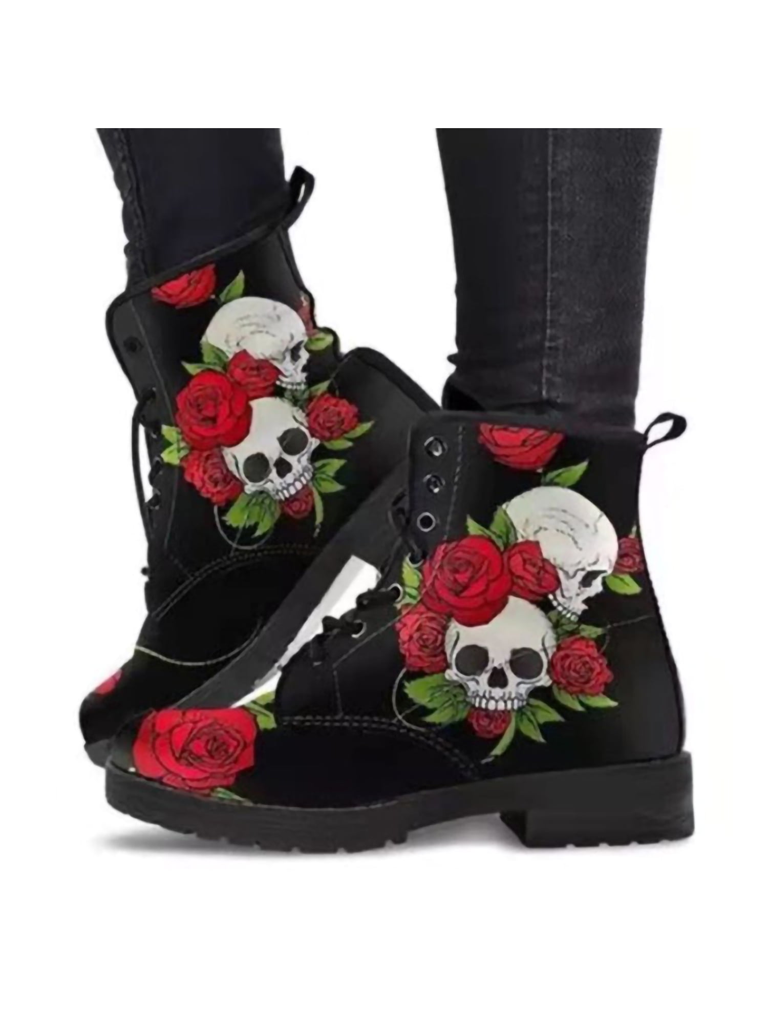 Frontwalk Ladies Ankle Boots Vintage Short Bootie Floral Leather Boot ...