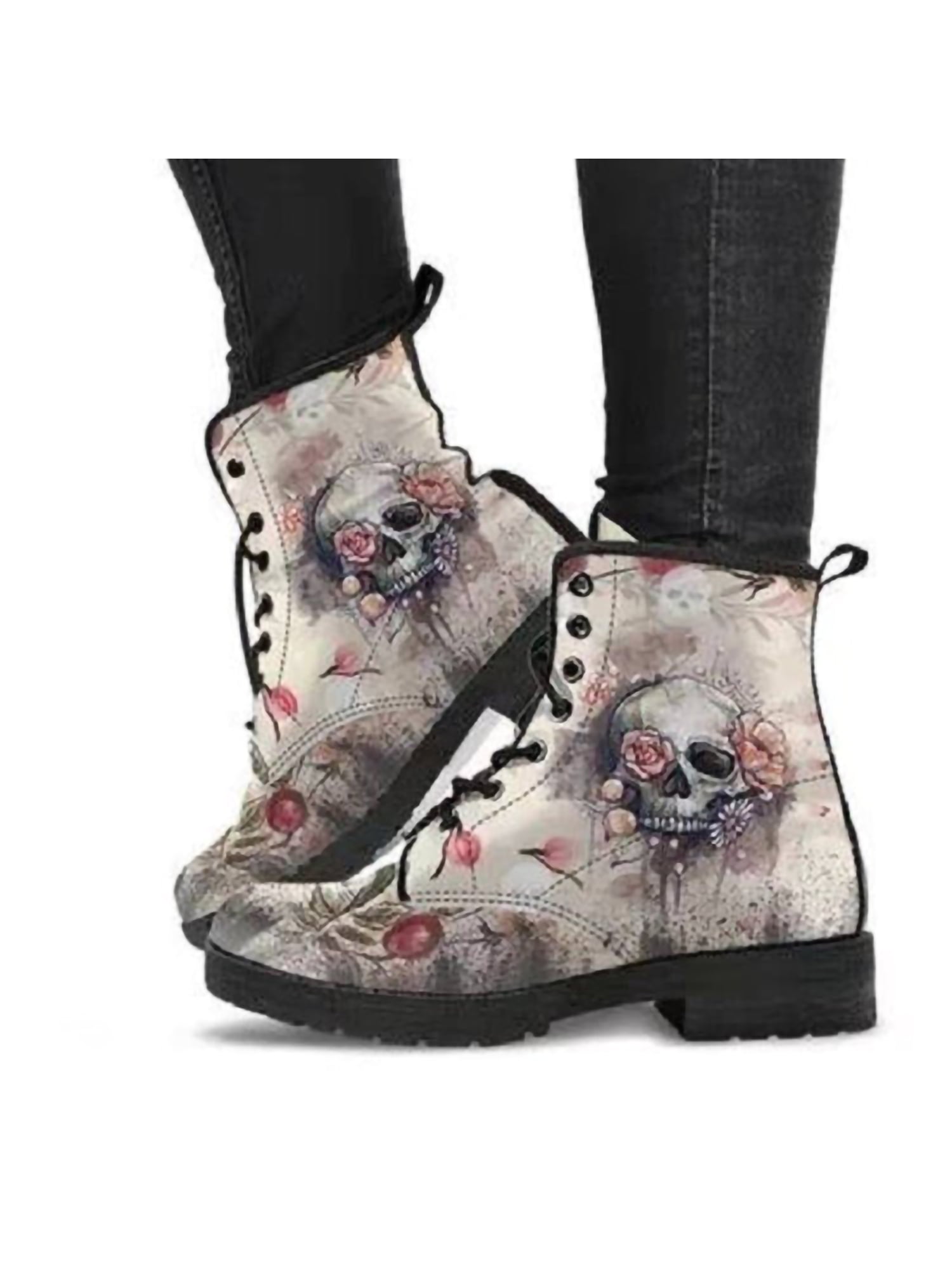 Frontwalk Ladies Ankle Boots Vintage Short Bootie Floral Leather Boot ...