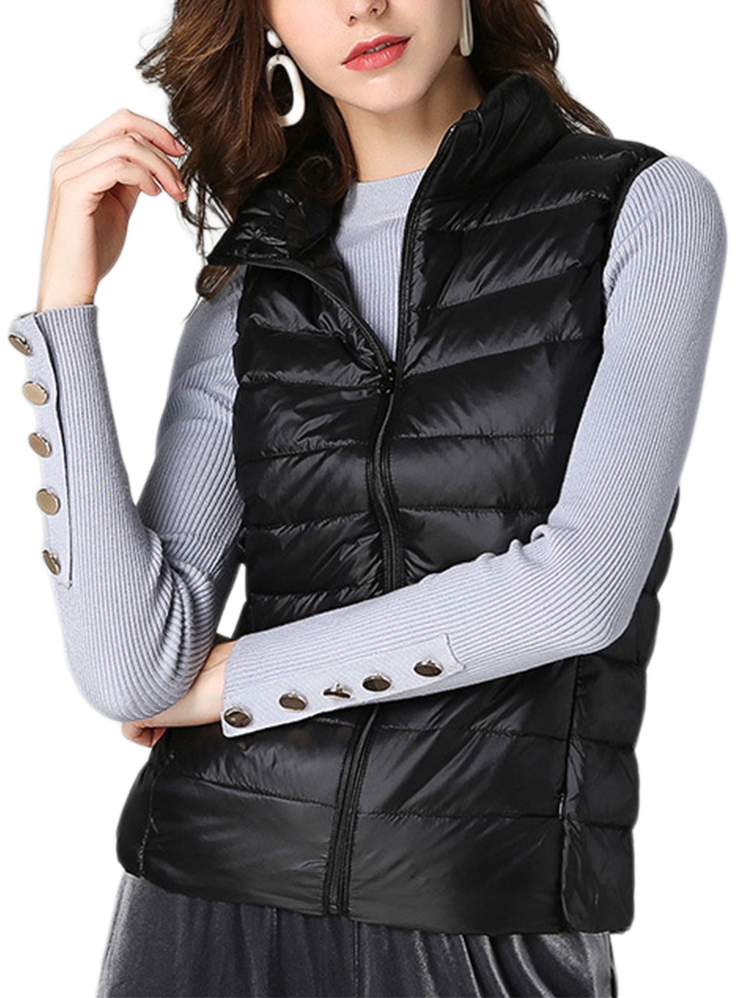 Frontwalk Ladies Down Vests Sleeveless Puffer Vest Zip Up Waistcoat ...