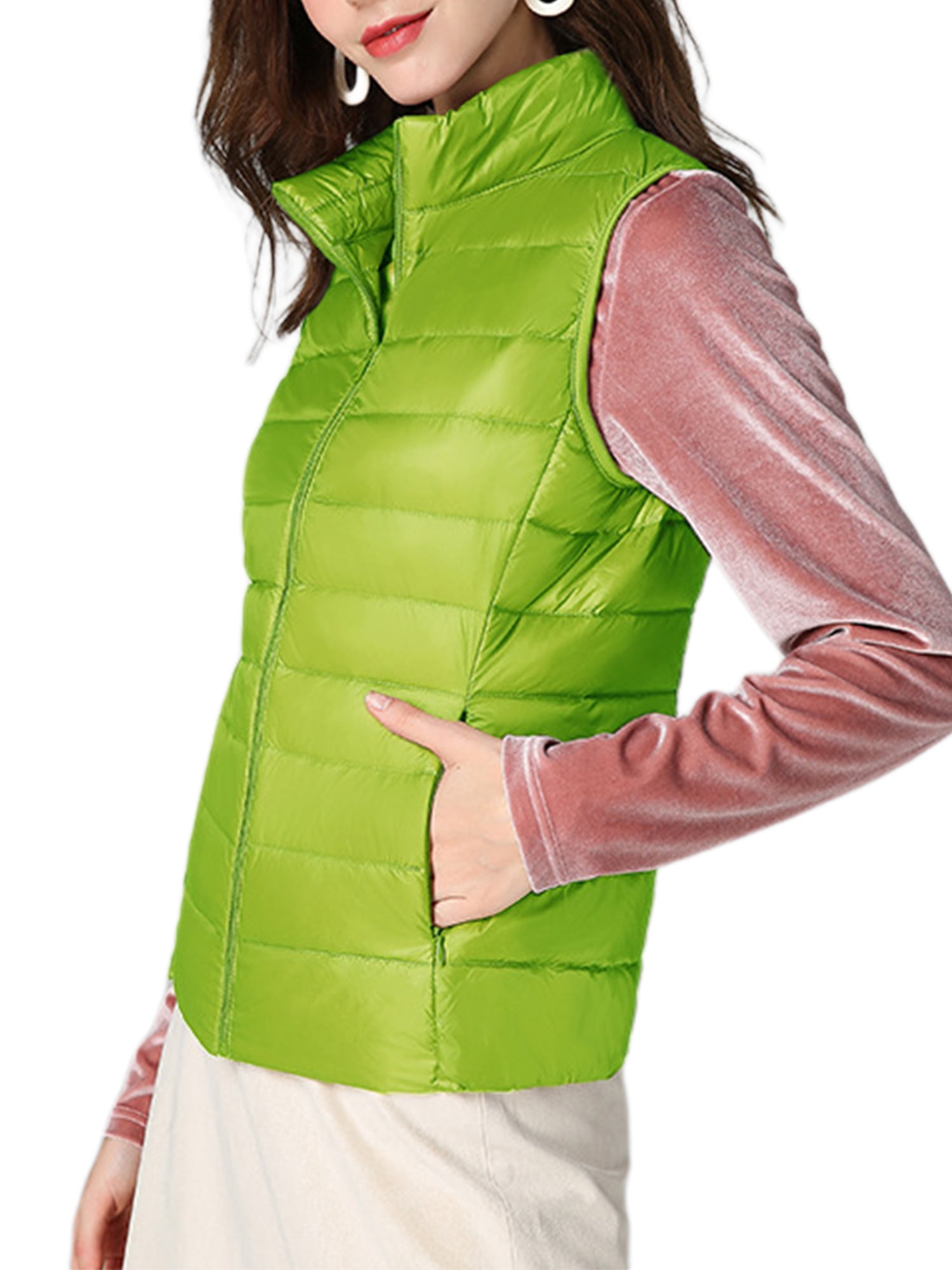 Frontwalk Ladies Down Vests Sleeveless Puffer Vest Zip Up Waistcoat ...