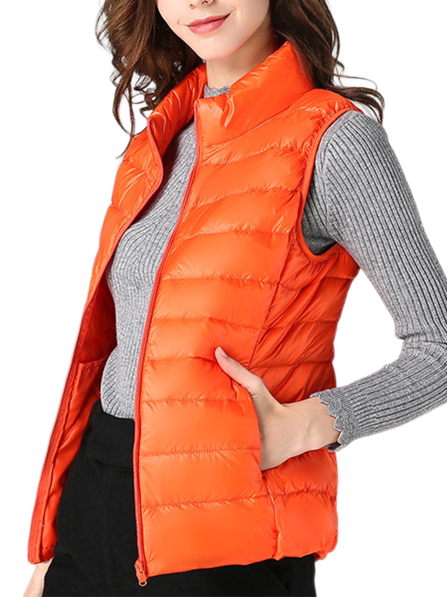 Frontwalk Ladies Down Vests Sleeveless Puffer Vest Zip Up Waistcoat