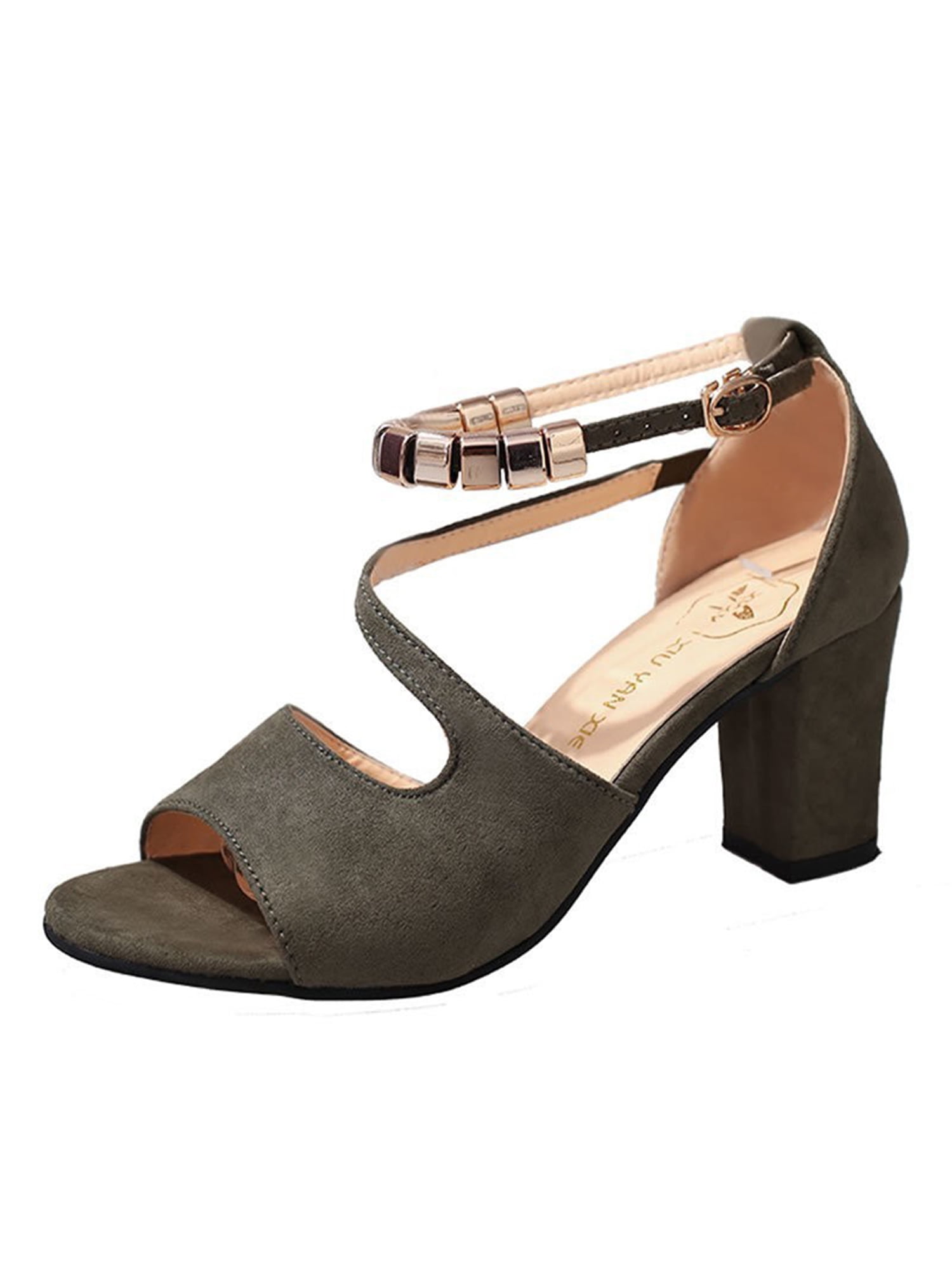 Frontwalk Ladies Heeled Sandals Chunky Heel Dress Sandal Block High ...