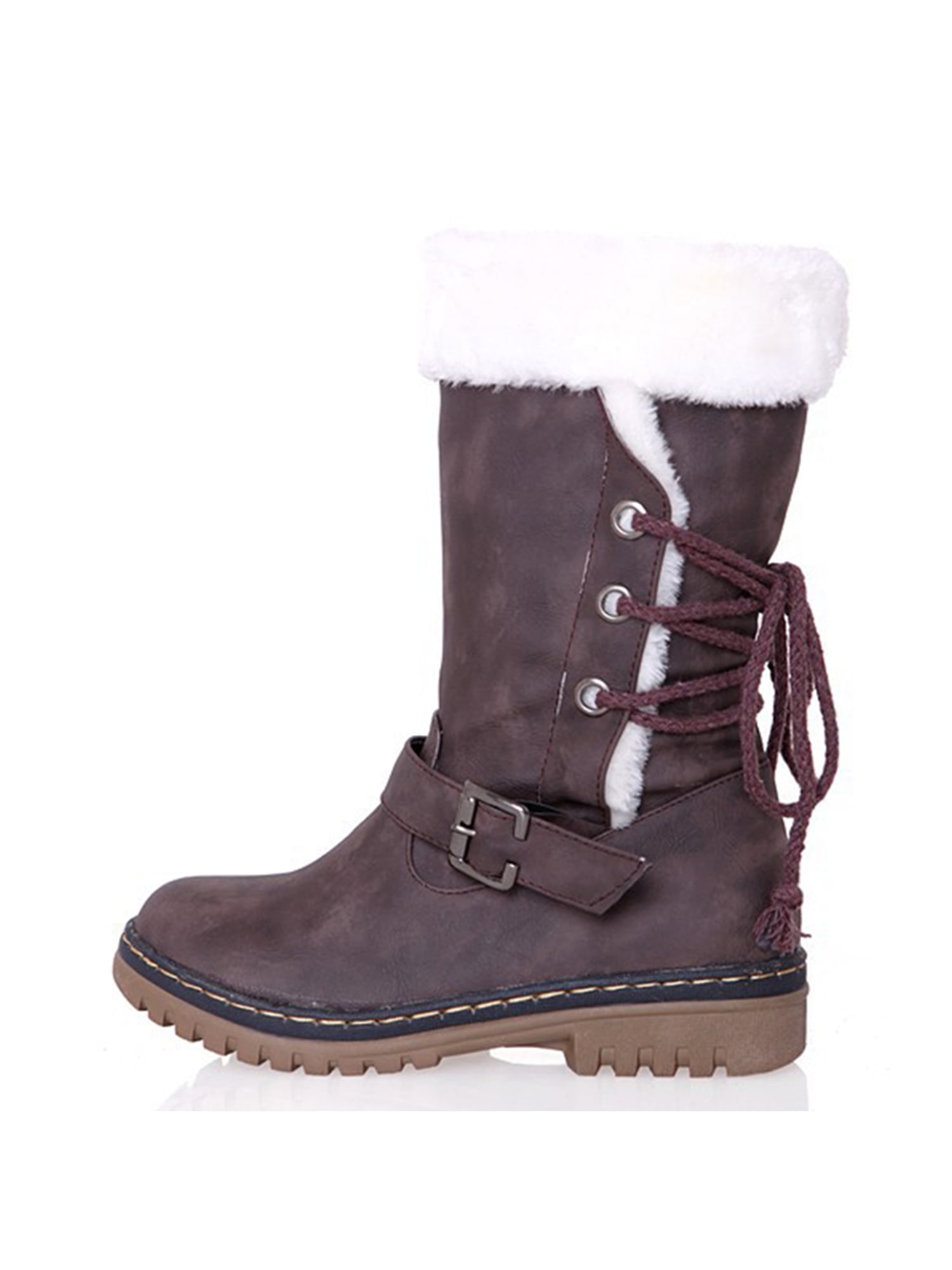 Frontwalk Ladies Snow Boots Lace Up Warm Shoes Round Toe Winter Boot ...