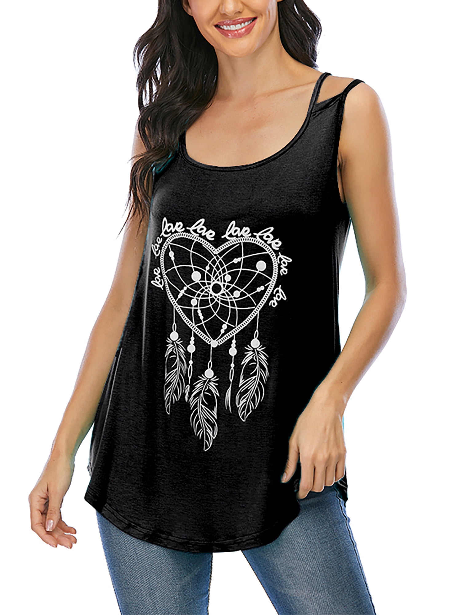 Frontwalk Ladies Summer Top Sleeveless Pullover Crew Neck Tank Tops ...