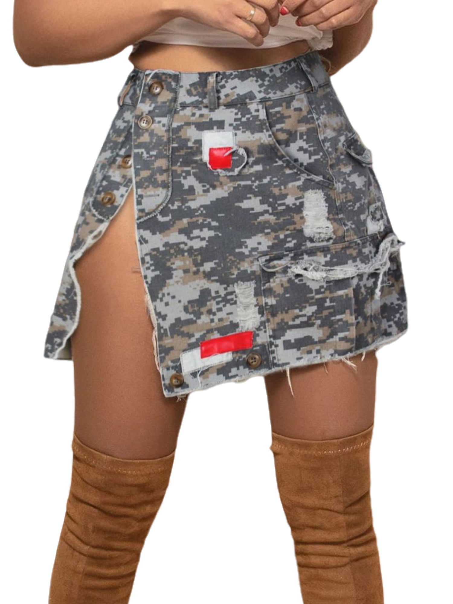 Frontwalk Ladies Wrap Short Skirt Split Mini Skirts High Waist Women ...