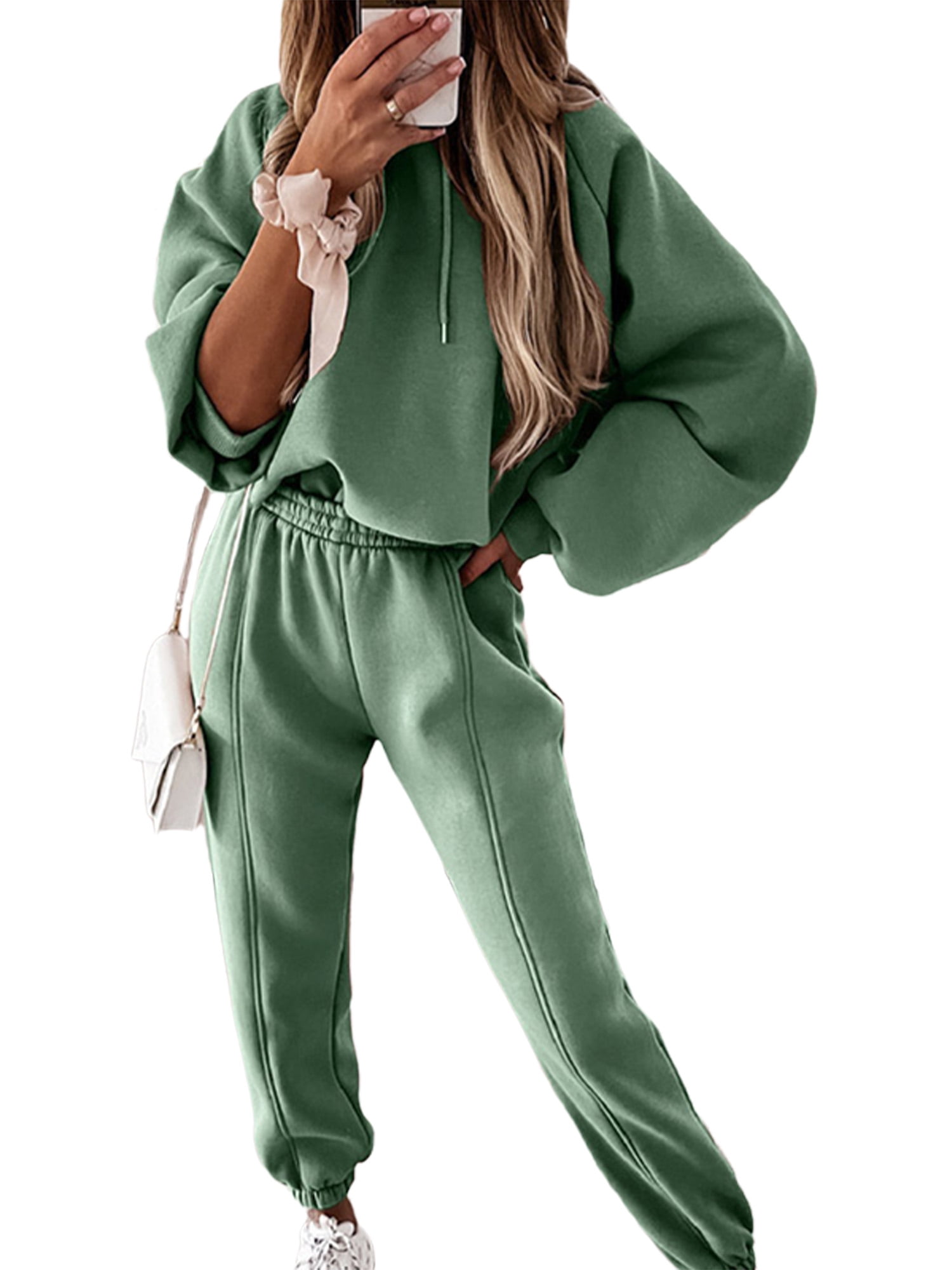 Frontwalk Women's 2 Piece Fleece Hoodie & Sweatpants Tracksuit, Workout ...