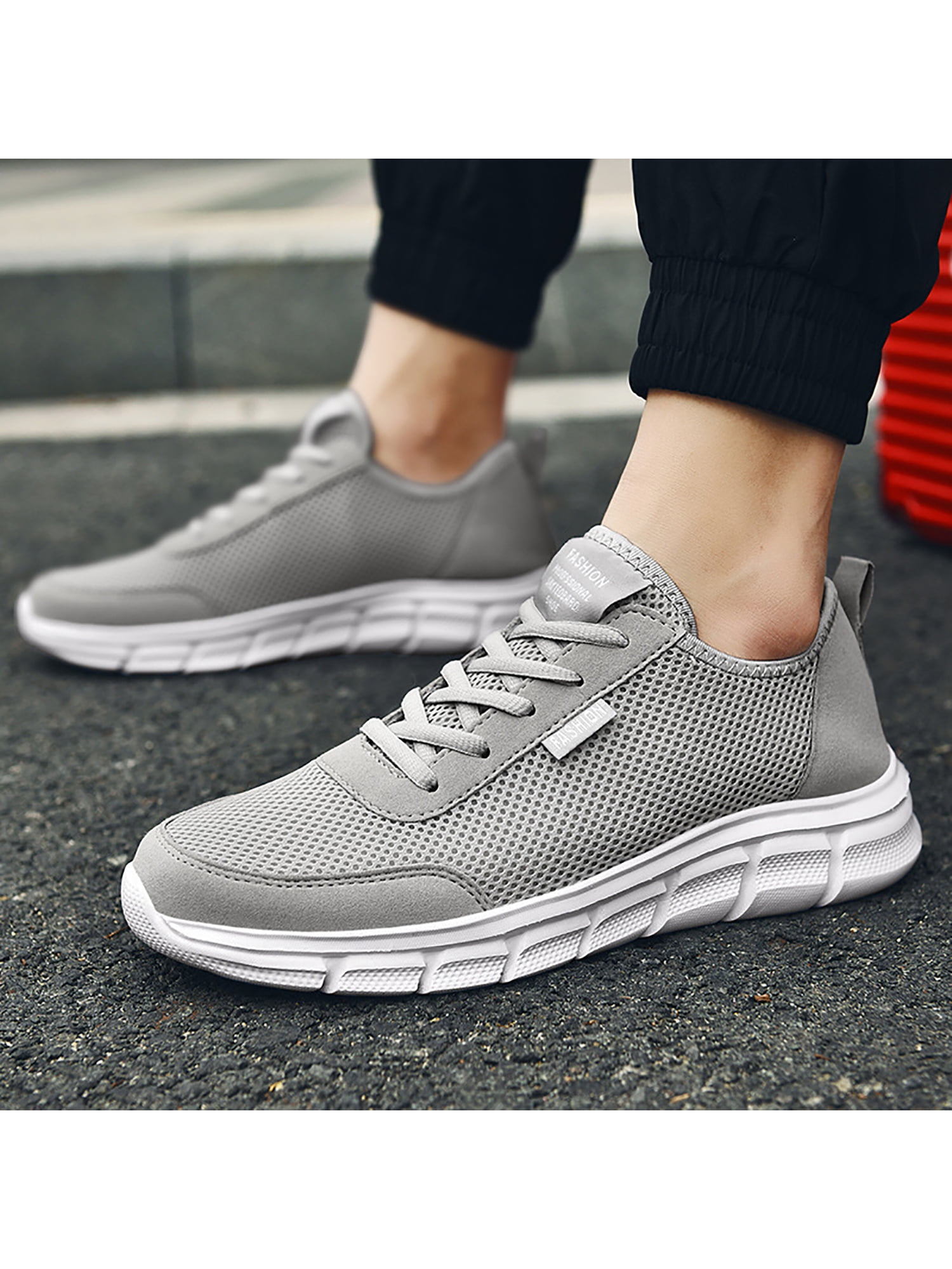 Frontwalk Man Sneakers Lace Up Trainers Closed Toe Shoes Running Non ...