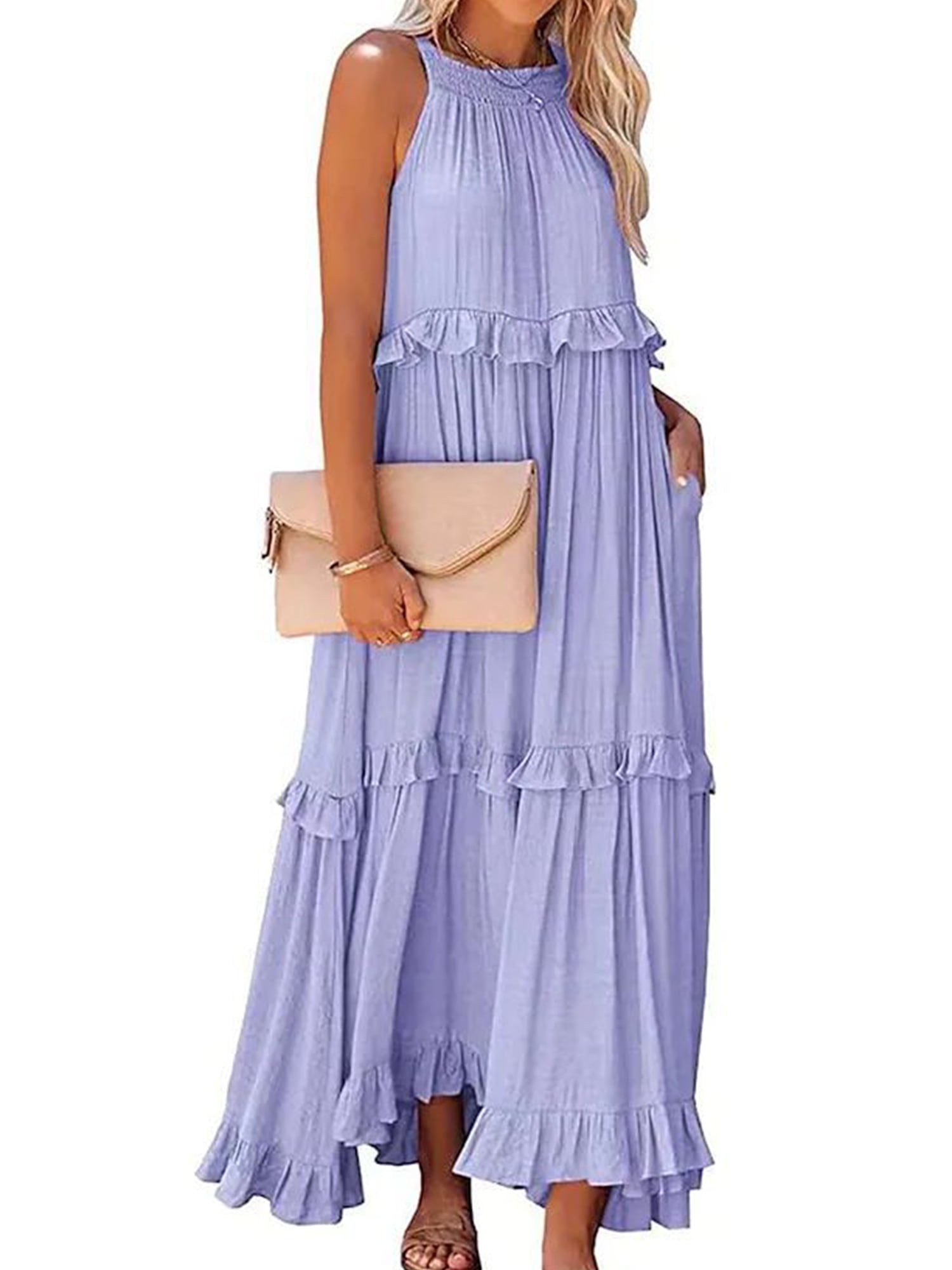 Frontwalk Maxi Dresses for Women Loose Fit Summer Beach Dresses ...