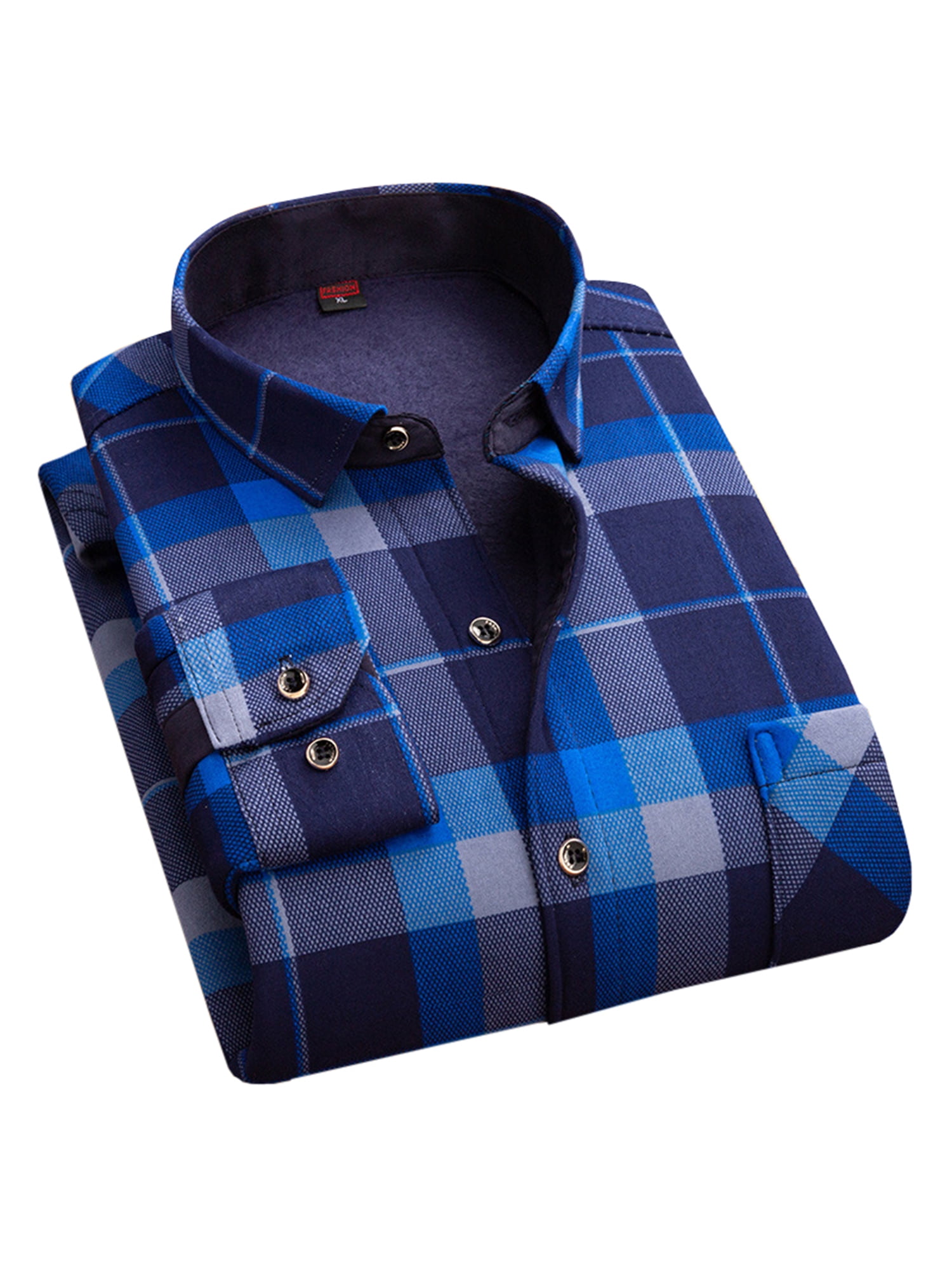 Frontwalk Men Plaid Padded Shirt Casual Slim Fit Long Sleeve Lapel ...