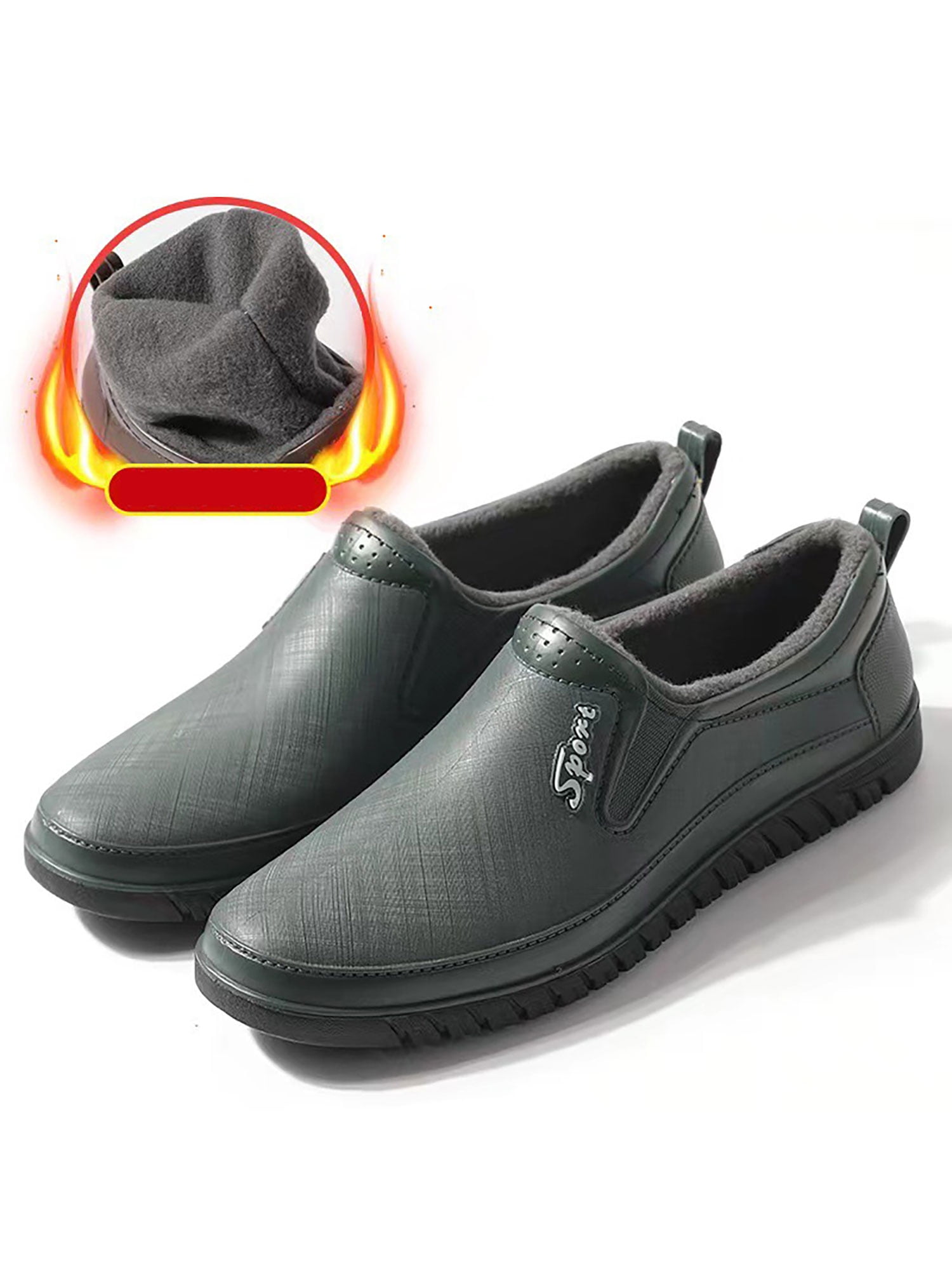 Frontwalk Men Rubber Boot Plush Lined Rain Boots Non-slip Rainboot ...