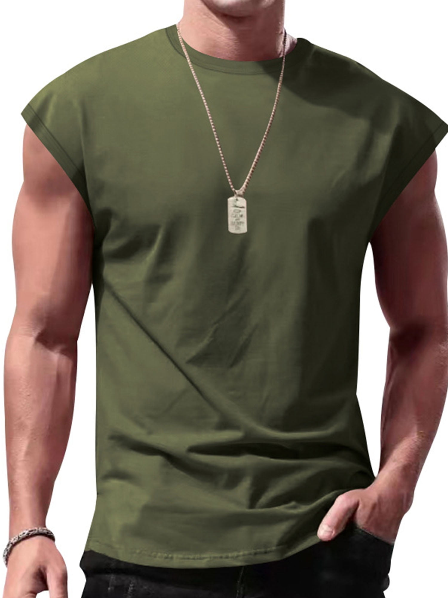 Frontwalk Men Sleeveless Muscle Tank Top Summer Active Sleeveless T ...