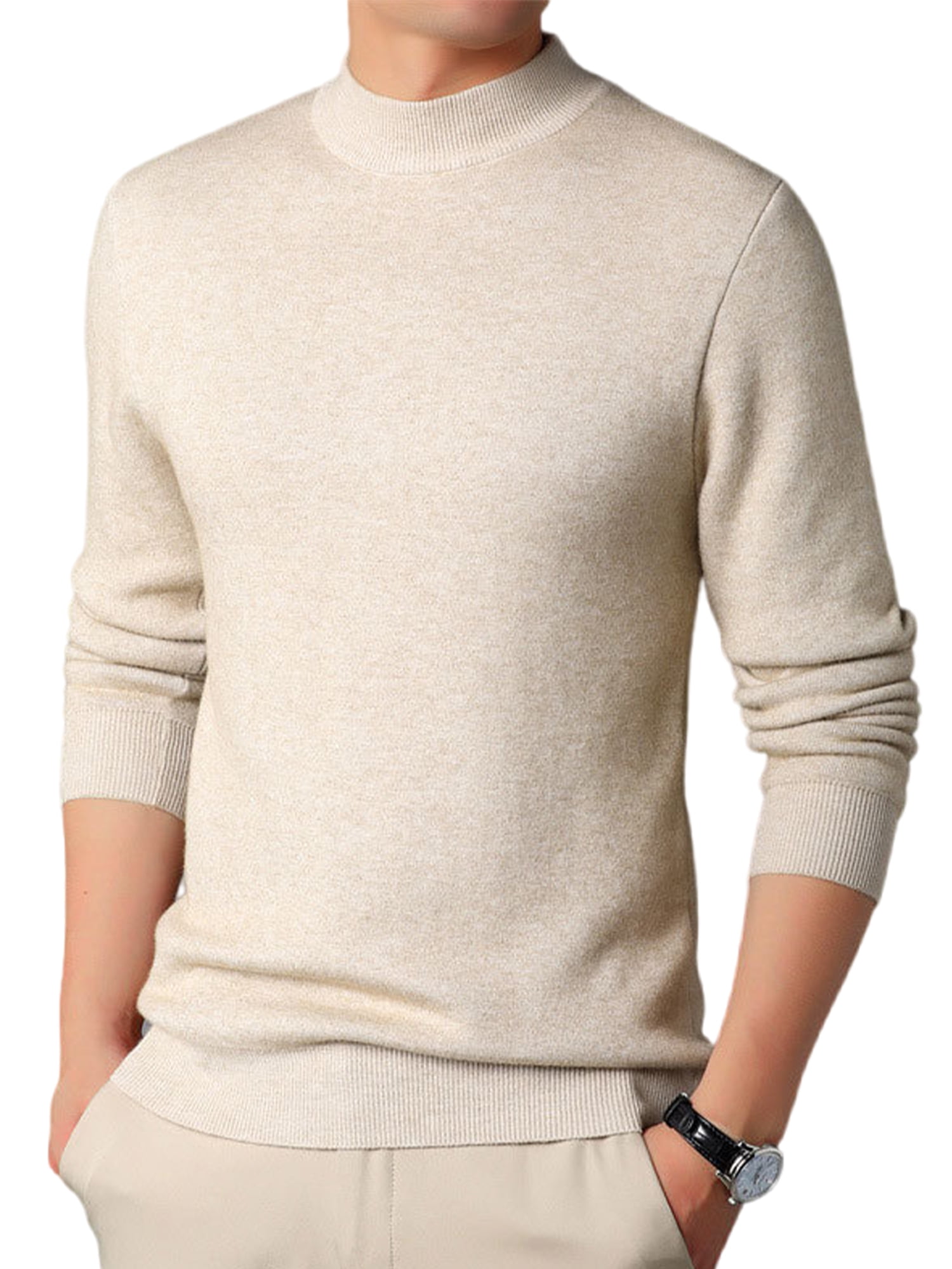Frontwalk Men Sweater Long Sleeve Pullover Lightweight Knitted Sweaters ...