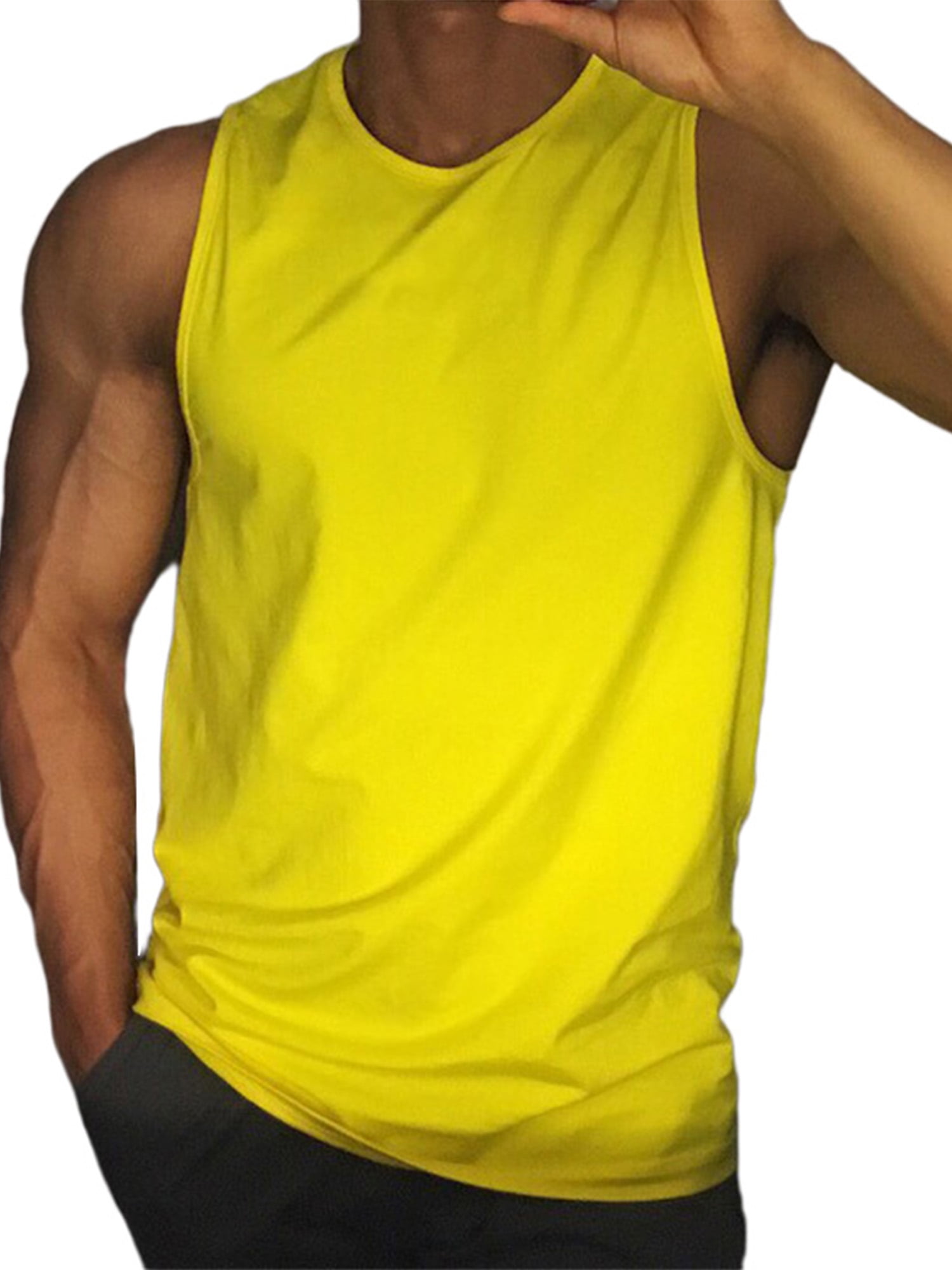 Frontwalk Men Workout Tank Tops Gym Athletic Sleeveless T-Shirts ...
