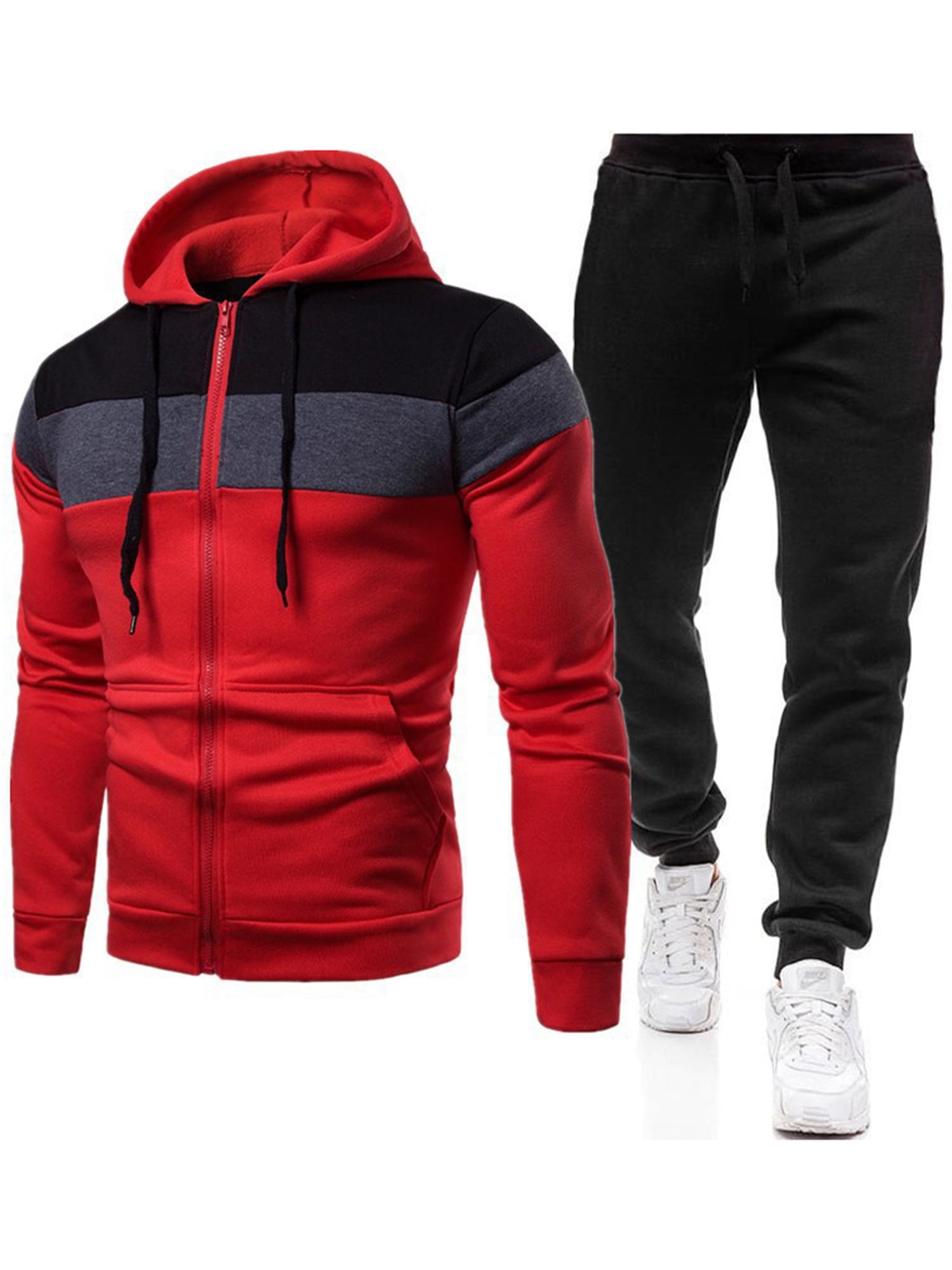 Frontwalk Mens 2 Pieces Tracksuit Sets Hoodies Sweatsuit Long Sleeve ...