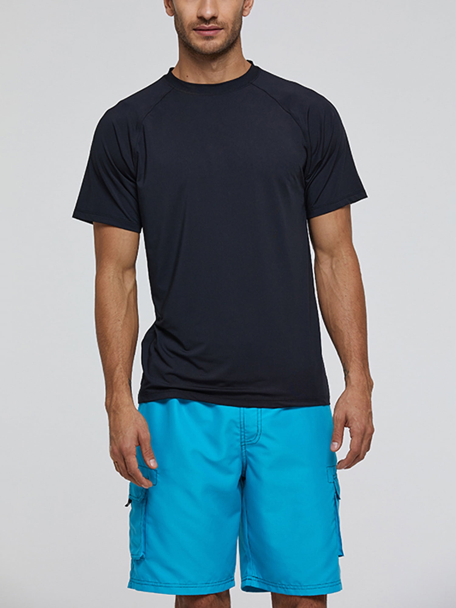 Frontwalk Mens Beach Shirt Crew Neck Swim Tops Sun Protection Swimwear ...