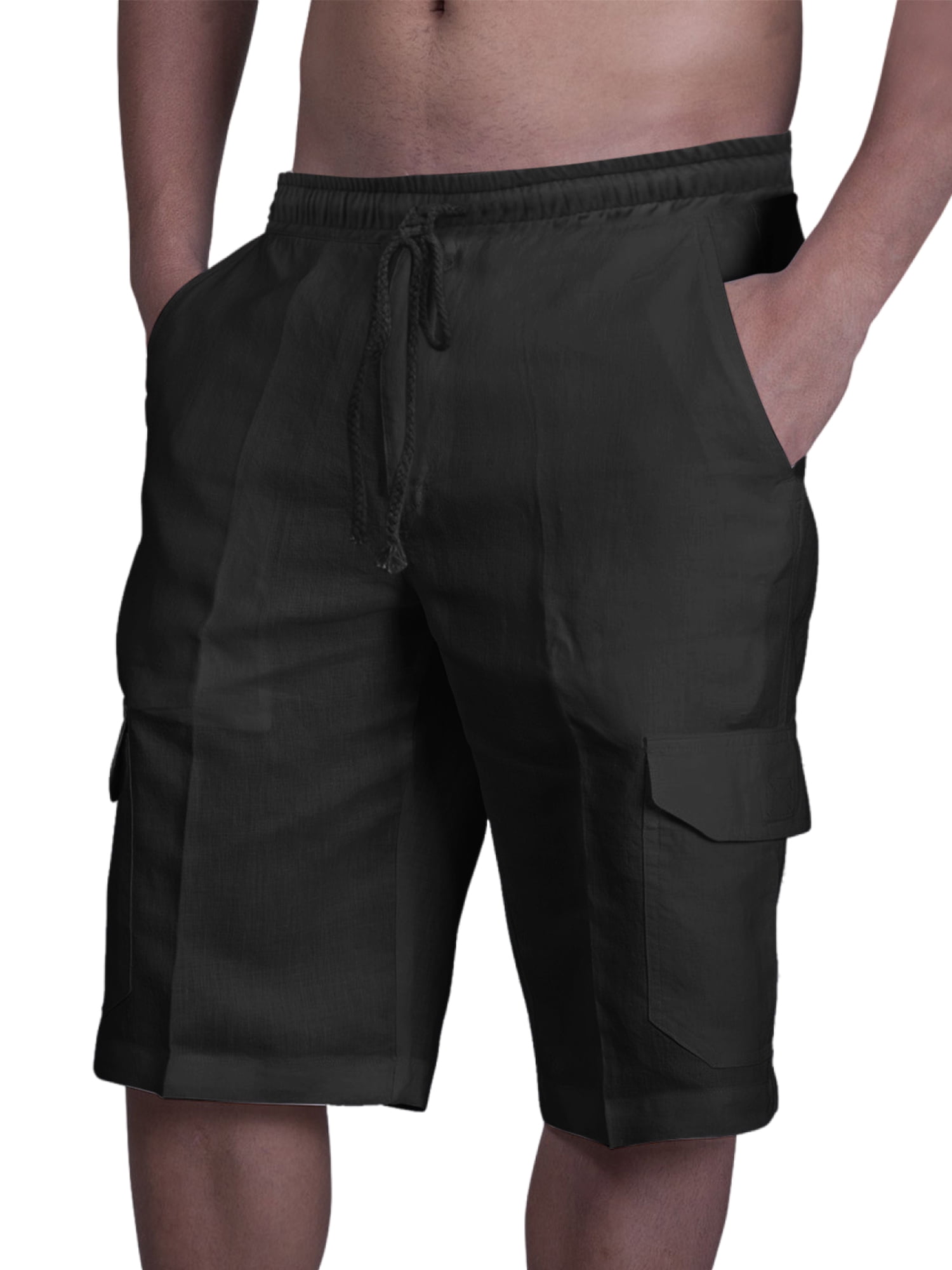 Frontwalk Mens Elastic Waist Workout Jogger Cargo Shorts Summer