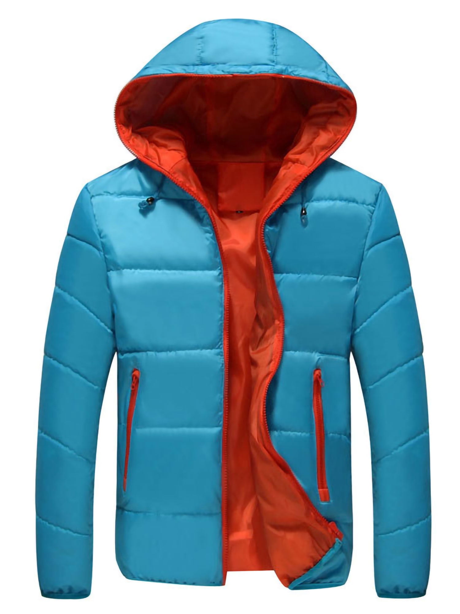 Frontwalk Mens Hooded Neck Zipper Down Coats With Pockets Thermal ...