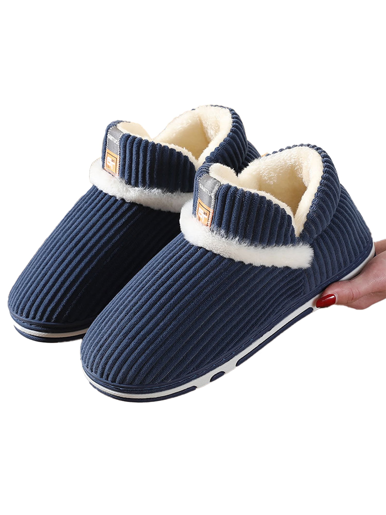 Frontwalk Mens Plush Slippers Slip On Home Shoes High Top Slipper Boot ...