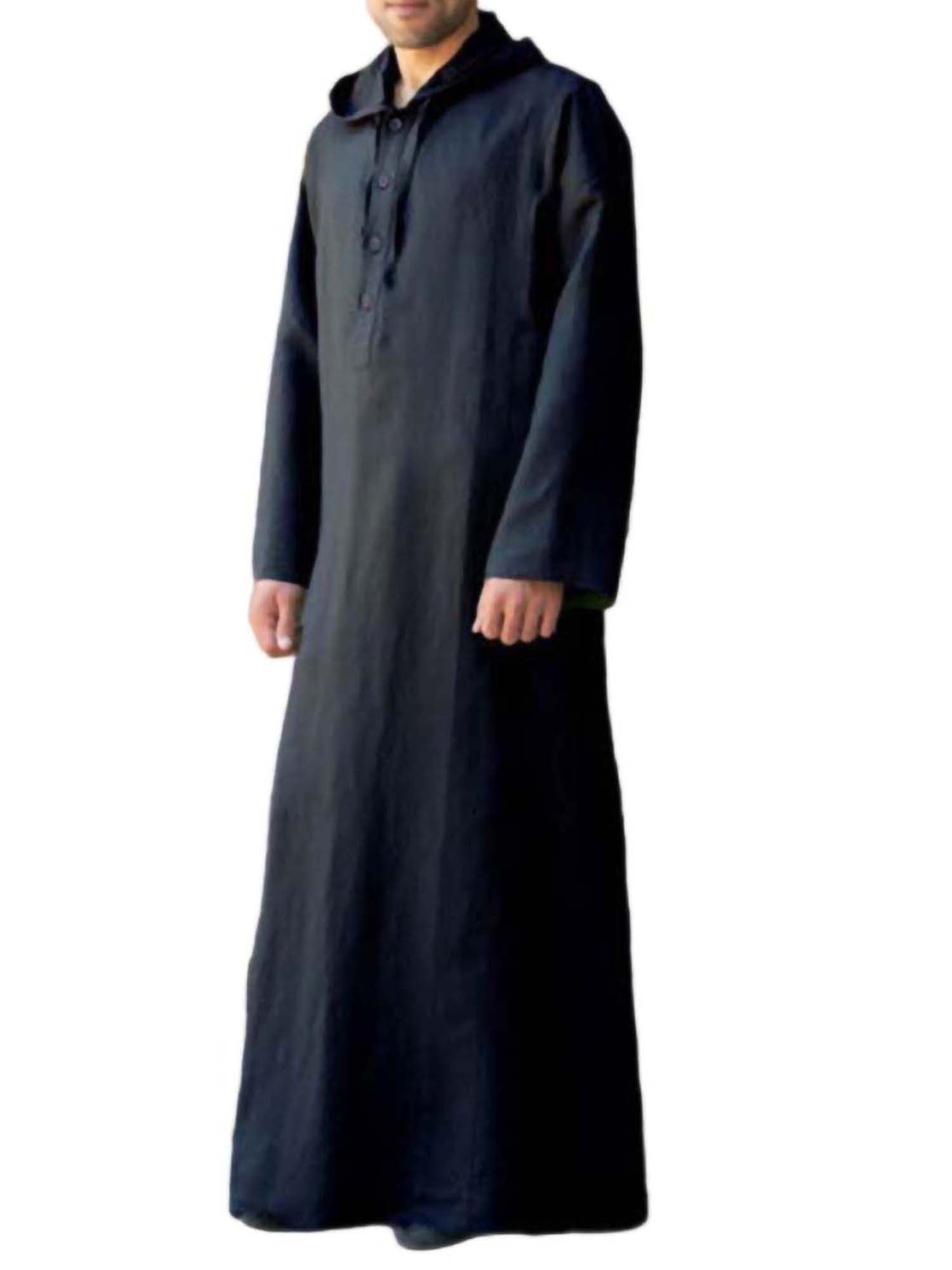 Frontwalk Mens Prayer Robe Muslim Long Gown Retro Maxi Shirt Men Casual ...