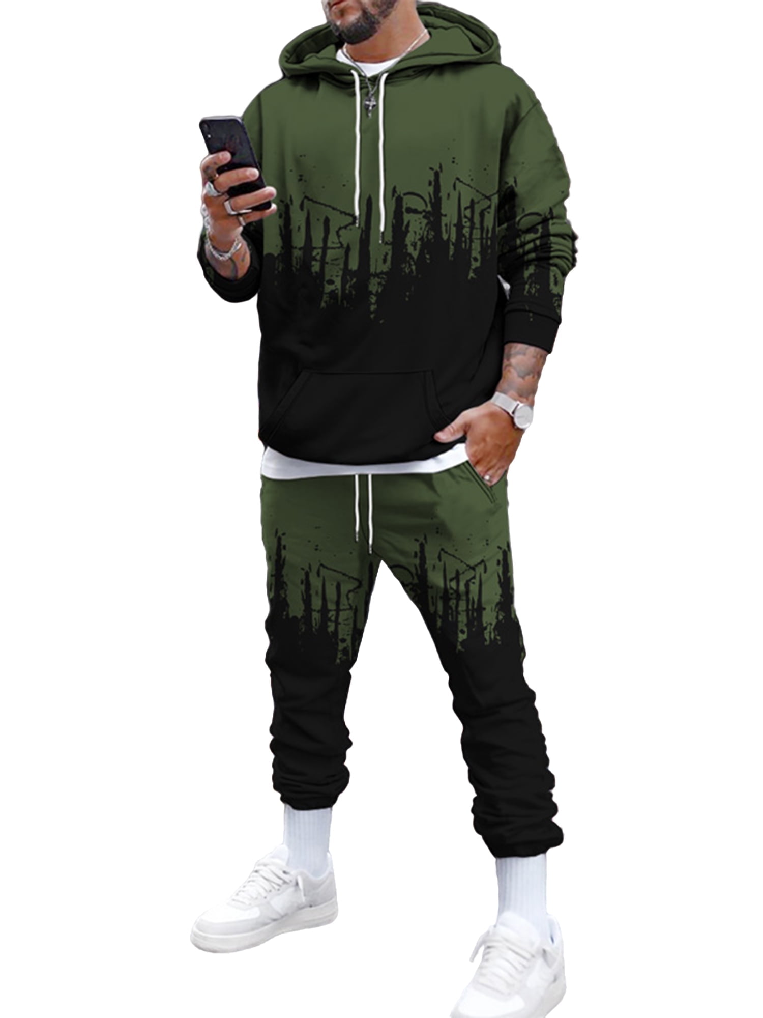 Frontwalk Mens Sweat Suit Set Plus Size Tracksuit Jogging 2 Piece ...