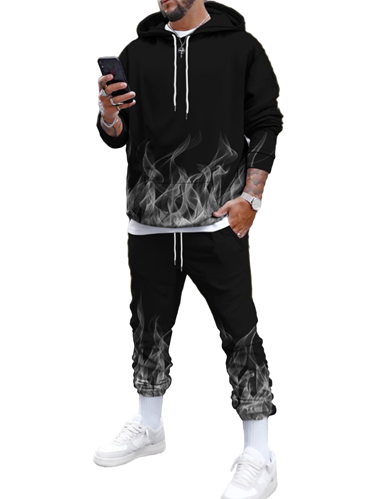 Frontwalk Mens Sweat Suit Set Plus Size Tracksuit Jogging 2 Piece ...
